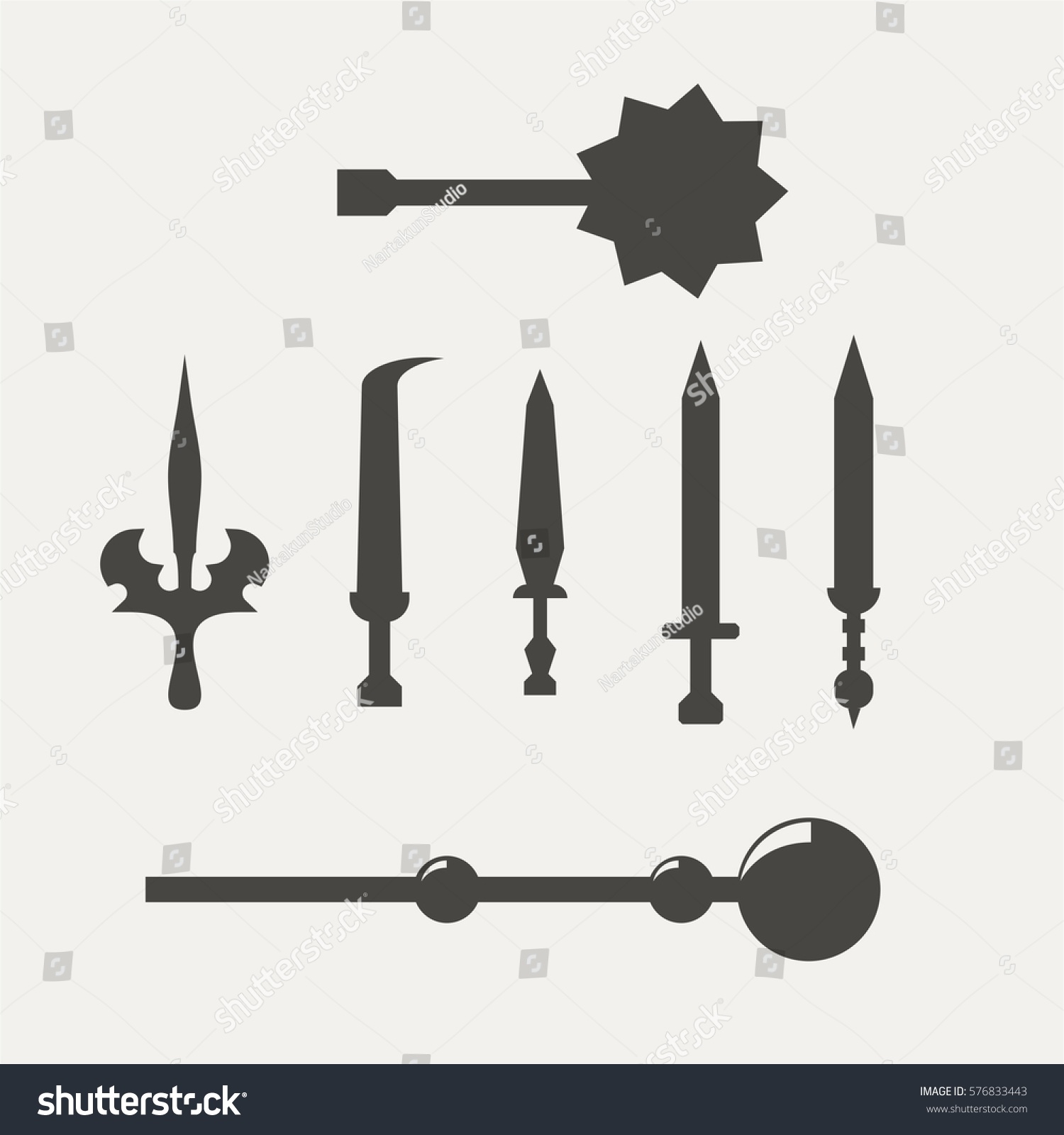 Set Blades Weapons Gladiator Vector: vector de stock (libre de regalías ...