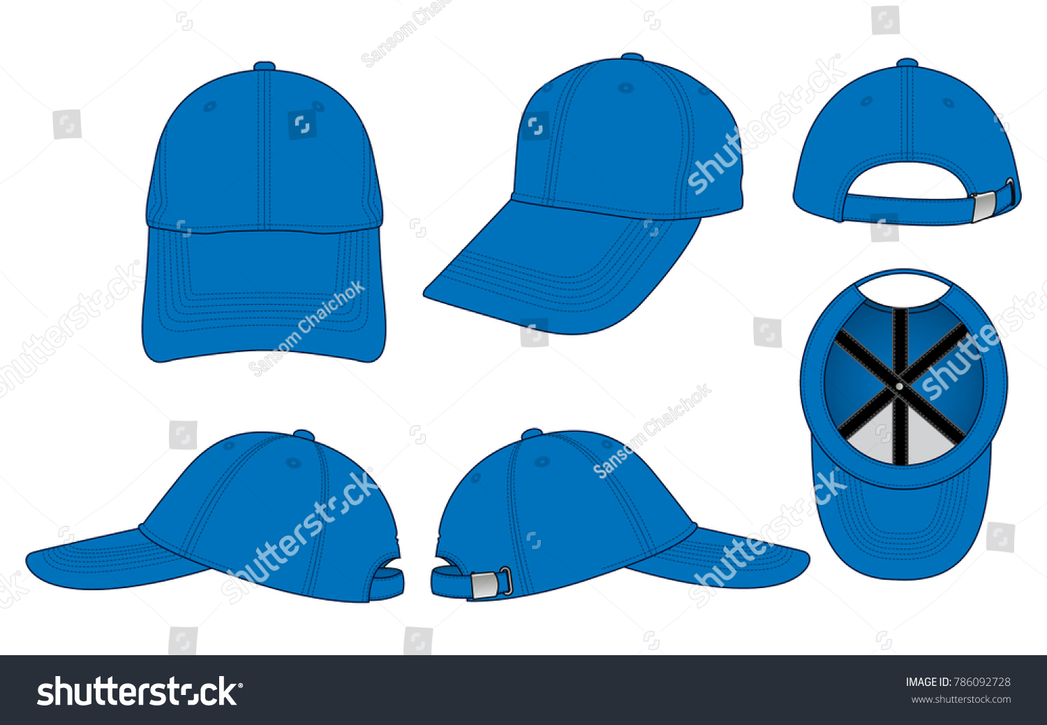 Set Blank Blue Baseball Cap Silver Stock Vector (Royalty Free) 786092728