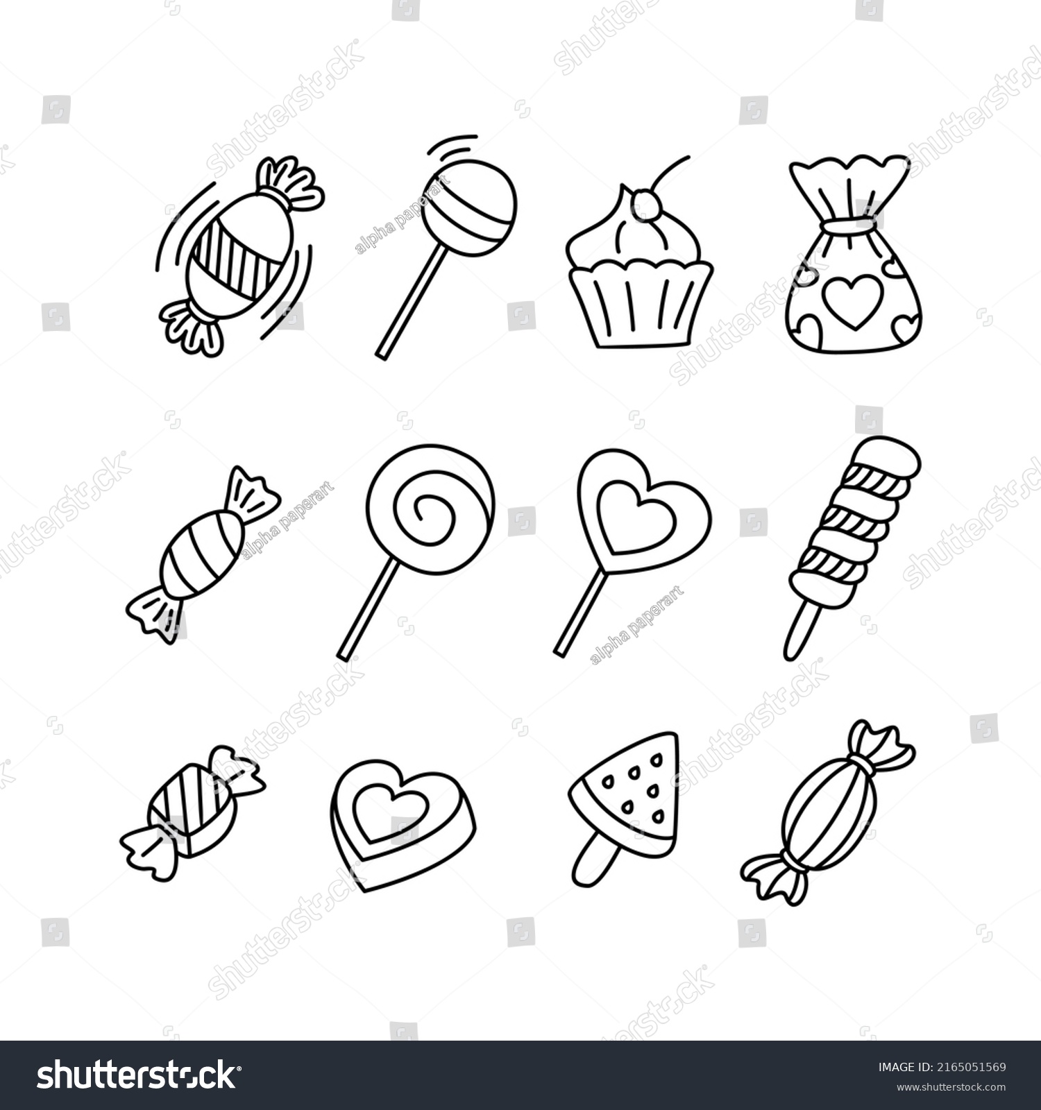 Set Candy Doodle Hand Drawn Design Stock Vector (Royalty Free ...