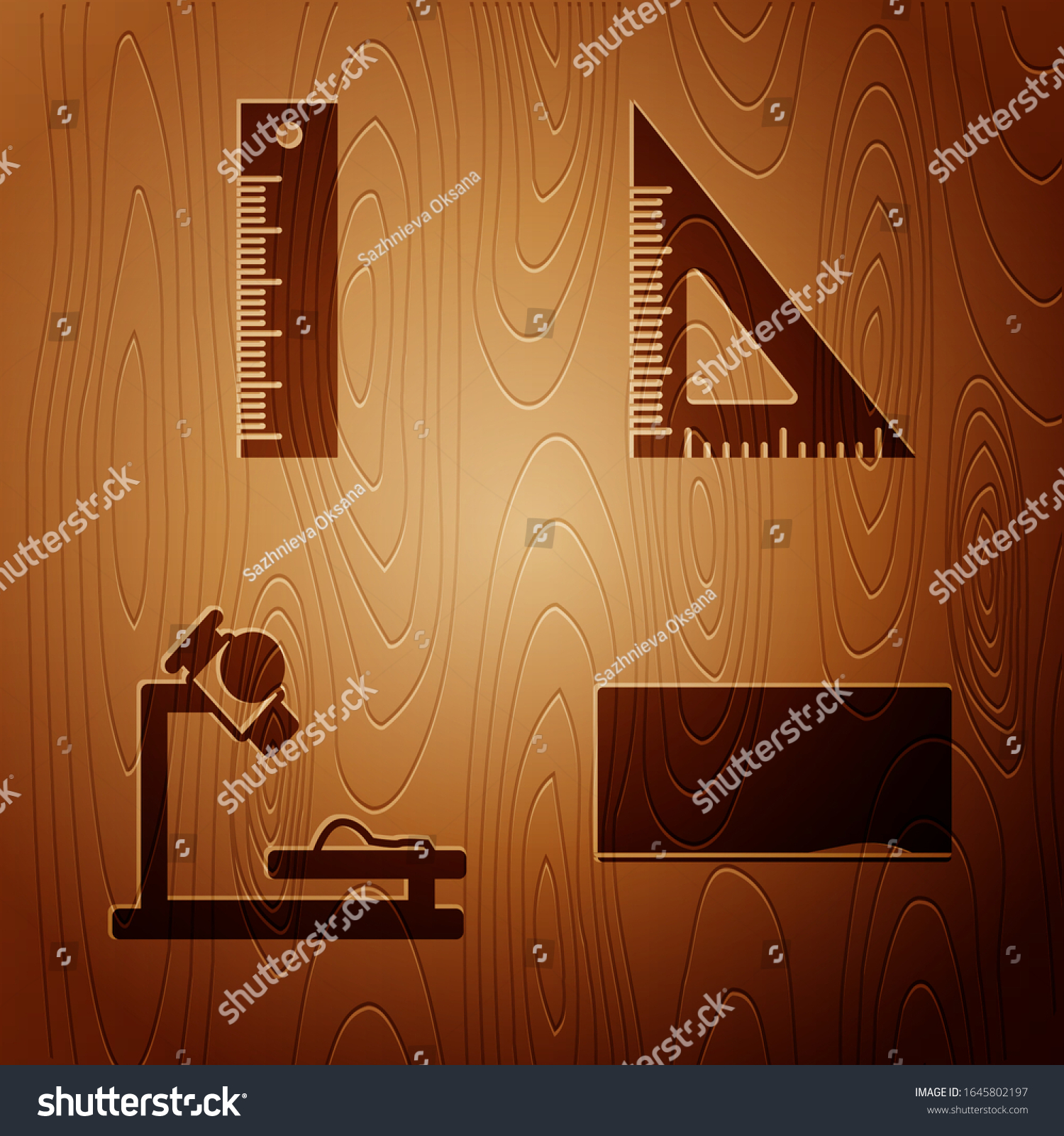 Set Chalkboard Ruler Microscope Triangular Ruler Stock Vector (Royalty ...
