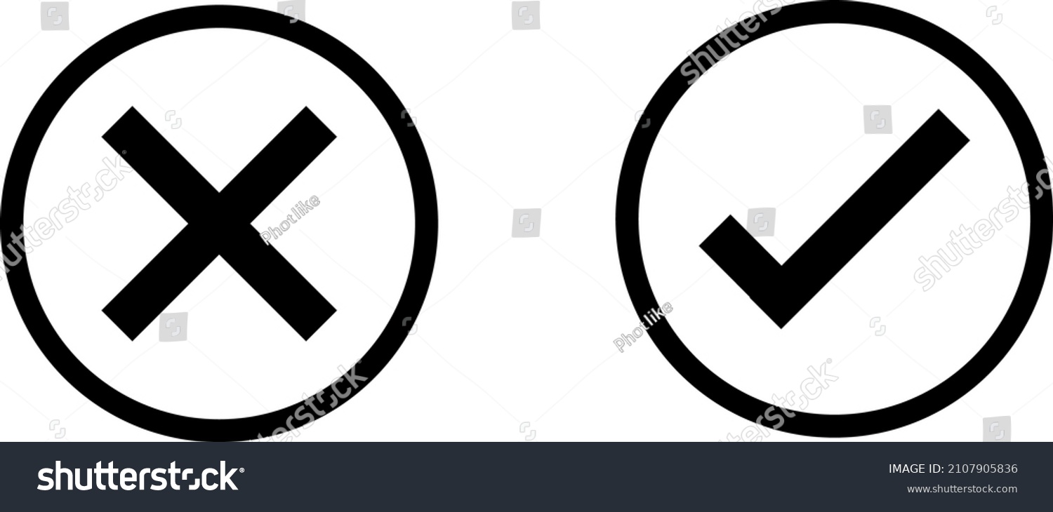 Set Check Mark Cross Vector Illustration Stock Vector (Royalty Free ... Set Check Mark Cross Vector Illustration Stock Vector (Royalty Free ...