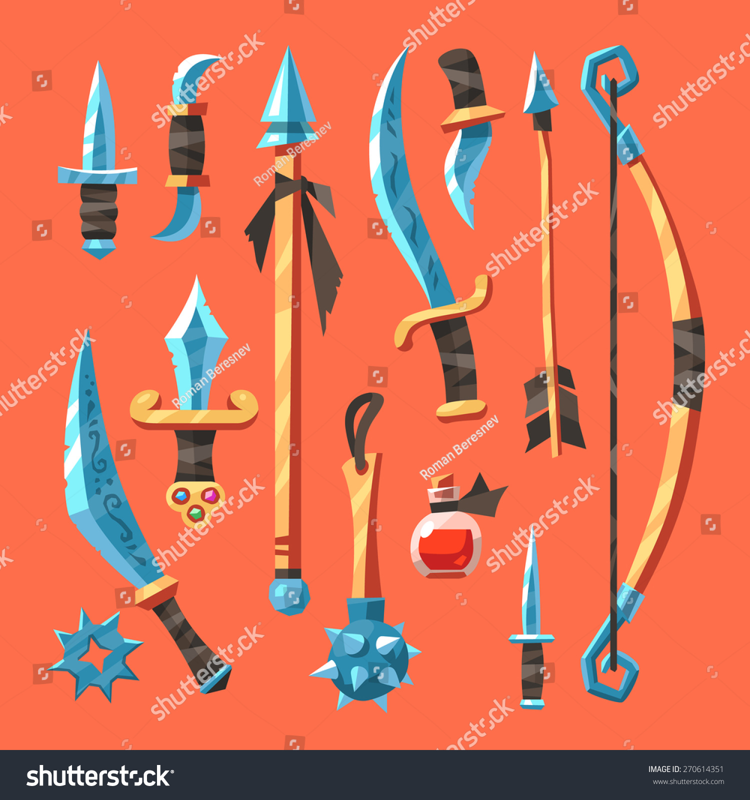 Set Cold Fantasy Weapons Vector Stock: vector de stock (libre de ...