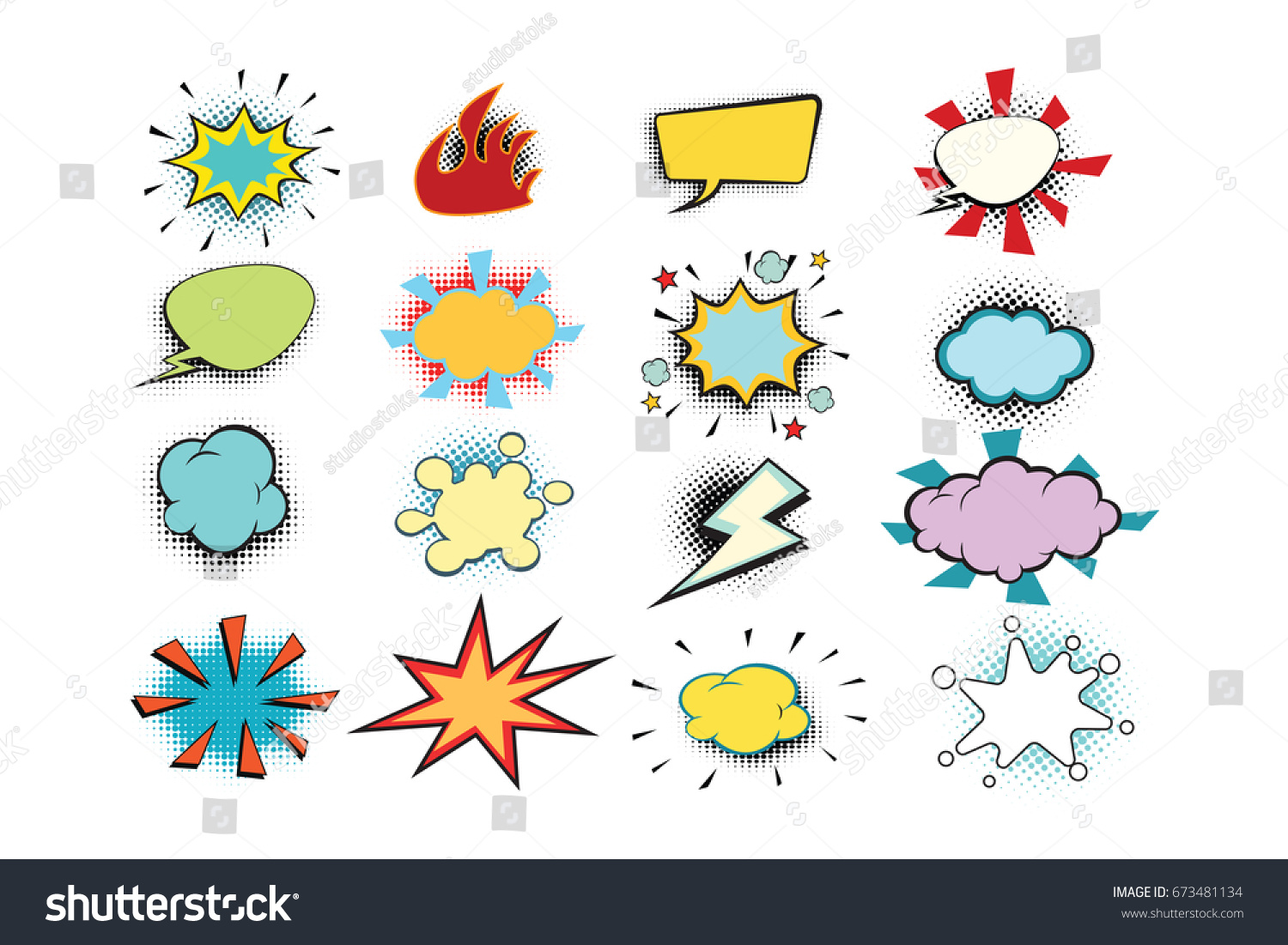 burbujas de cómic de colores. Ilustración: vector de stock (libre de ...