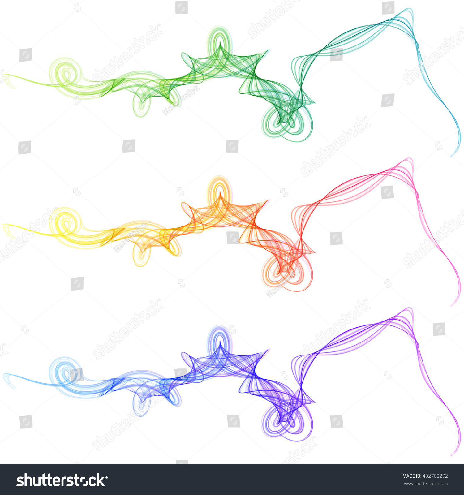 Set Colored Wave Scribble Lines On Stock Vector (Royalty Free ...