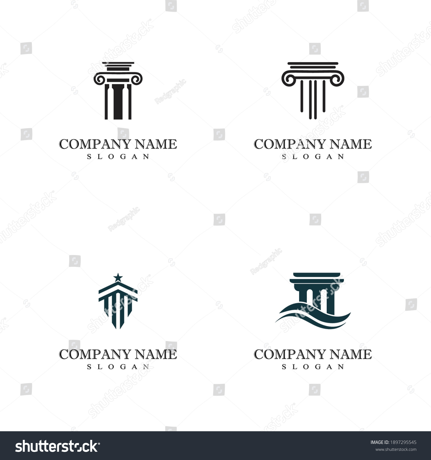 Set Column Logo Template Vector Symbol Stock Vector (Royalty Free ...