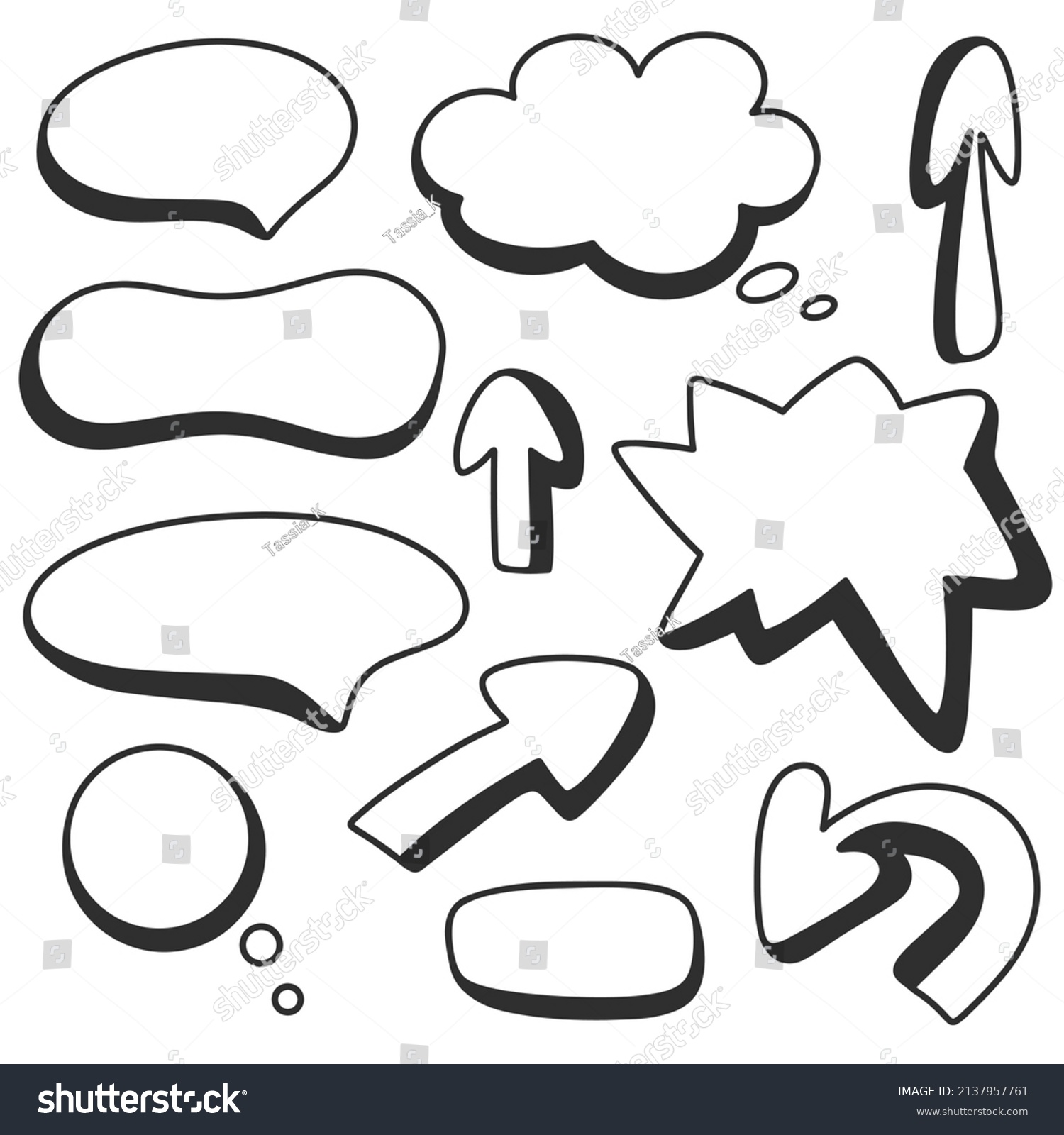 Set Comic Bubbles Text Doodle Style Stock Vector (Royalty Free ...