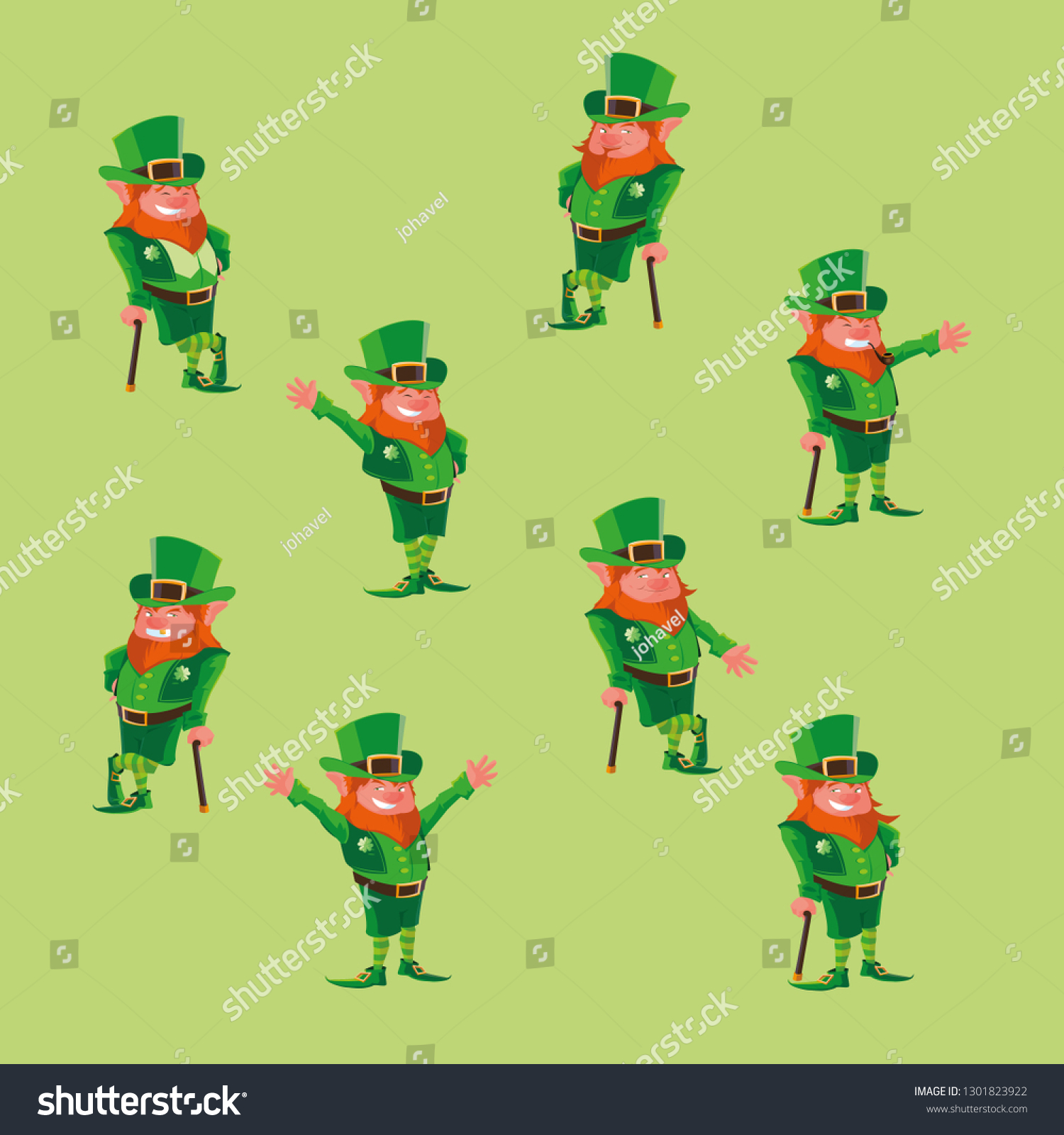 Set Comic Leprechaun Character Stock Vector (Royalty Free) 1301823922 ...