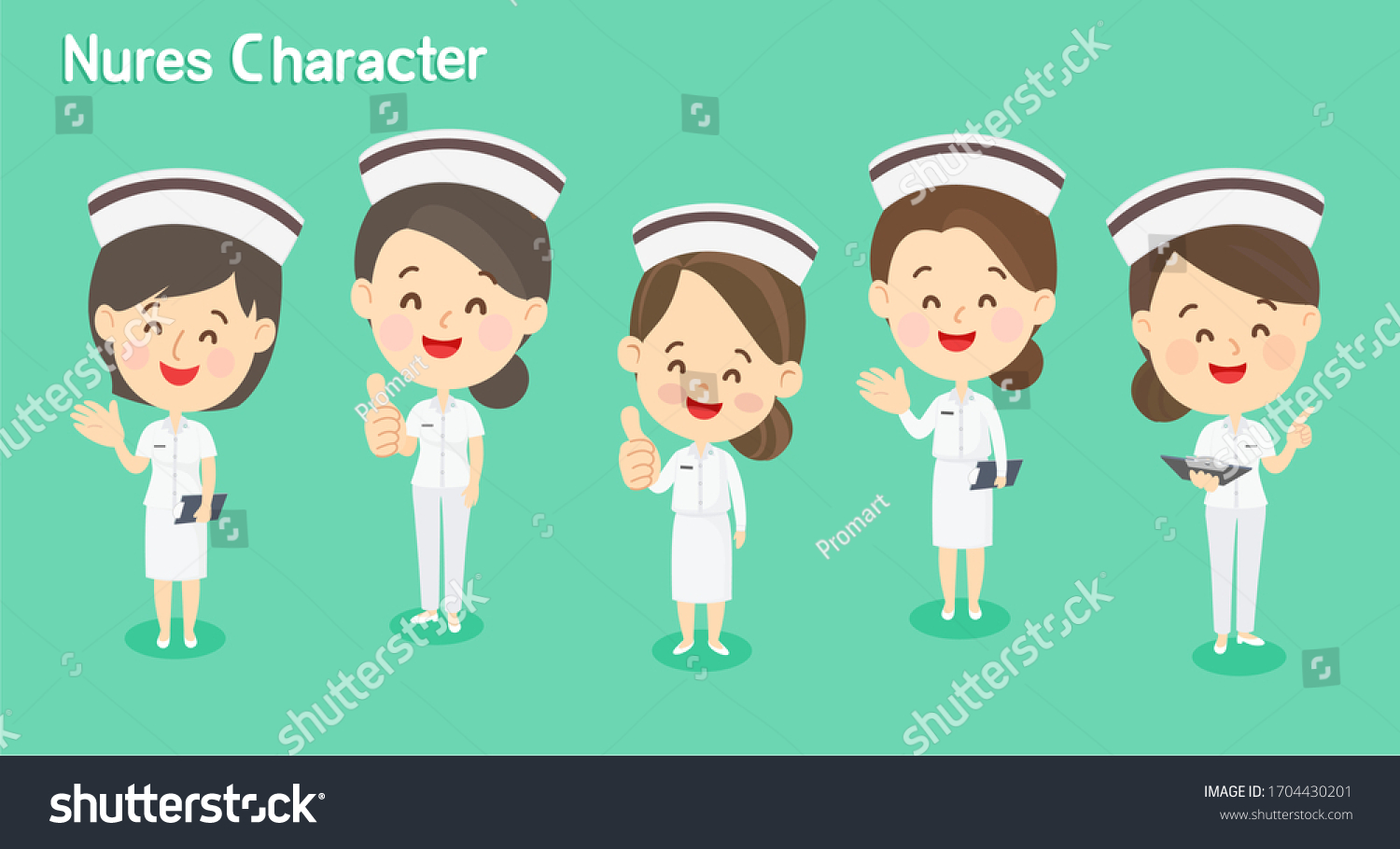 Set Cute Nurse Character Vector Stock Vector (Royalty Free) 1704430201 ...