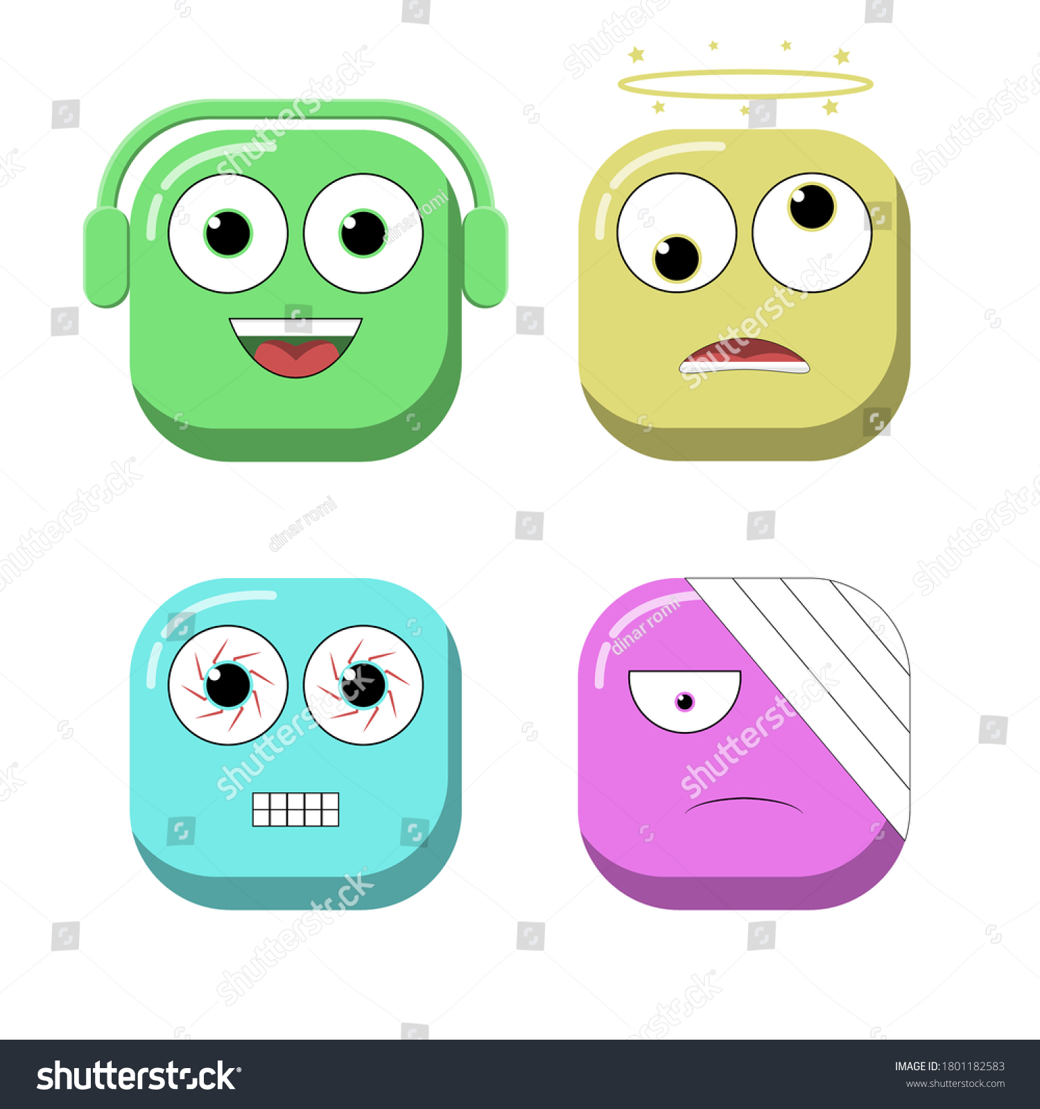 Set Cute Square Faces Vector File Stock Vector (Royalty Free ...