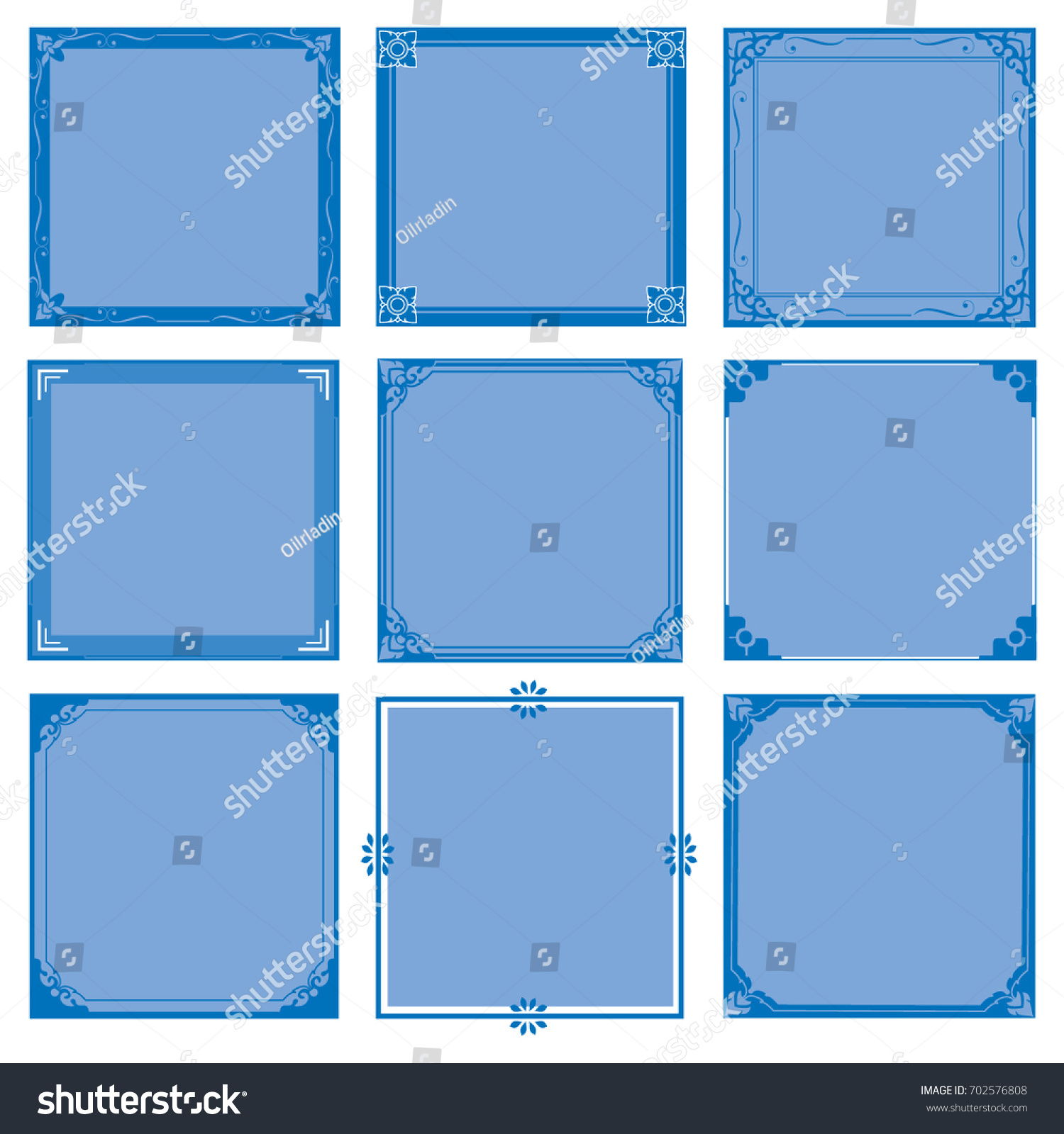 Set Decorative Frames Borders Square Thai Stock Vector (Royalty Free ...