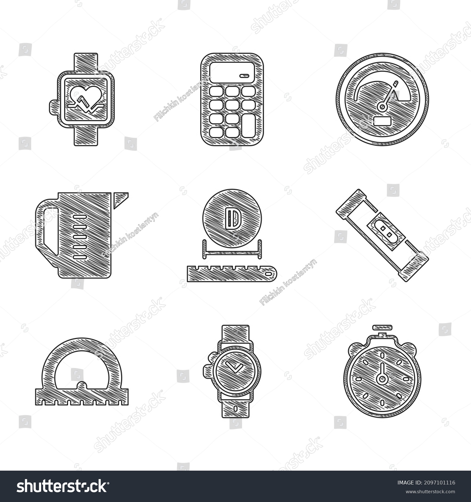 Set Diameter Wrist Watch Stopwatch Construction Stock Vector (Royalty ...