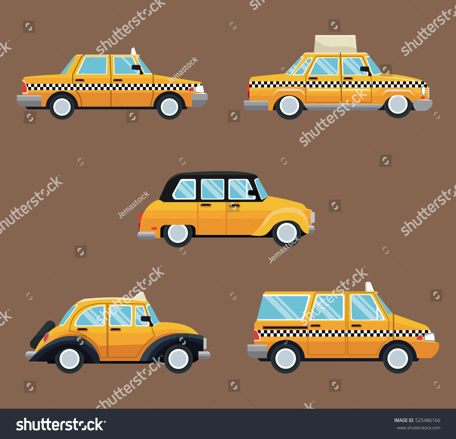 Set Different Taxi Car Side View: เวกเตอร์สต็อก (ปลอดค่าลิขสิทธิ์ ...