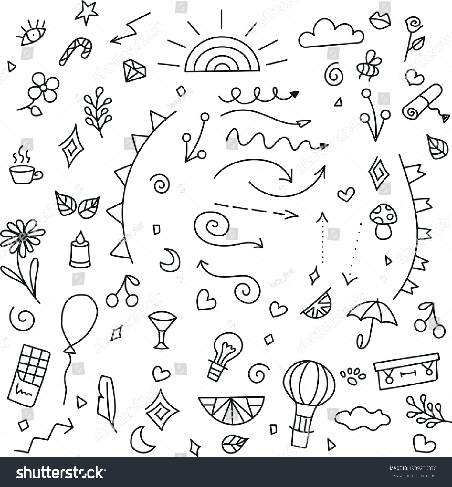 Set Doodle Hand Draw Line Stock Vector (Royalty Free) 1989236870 ...