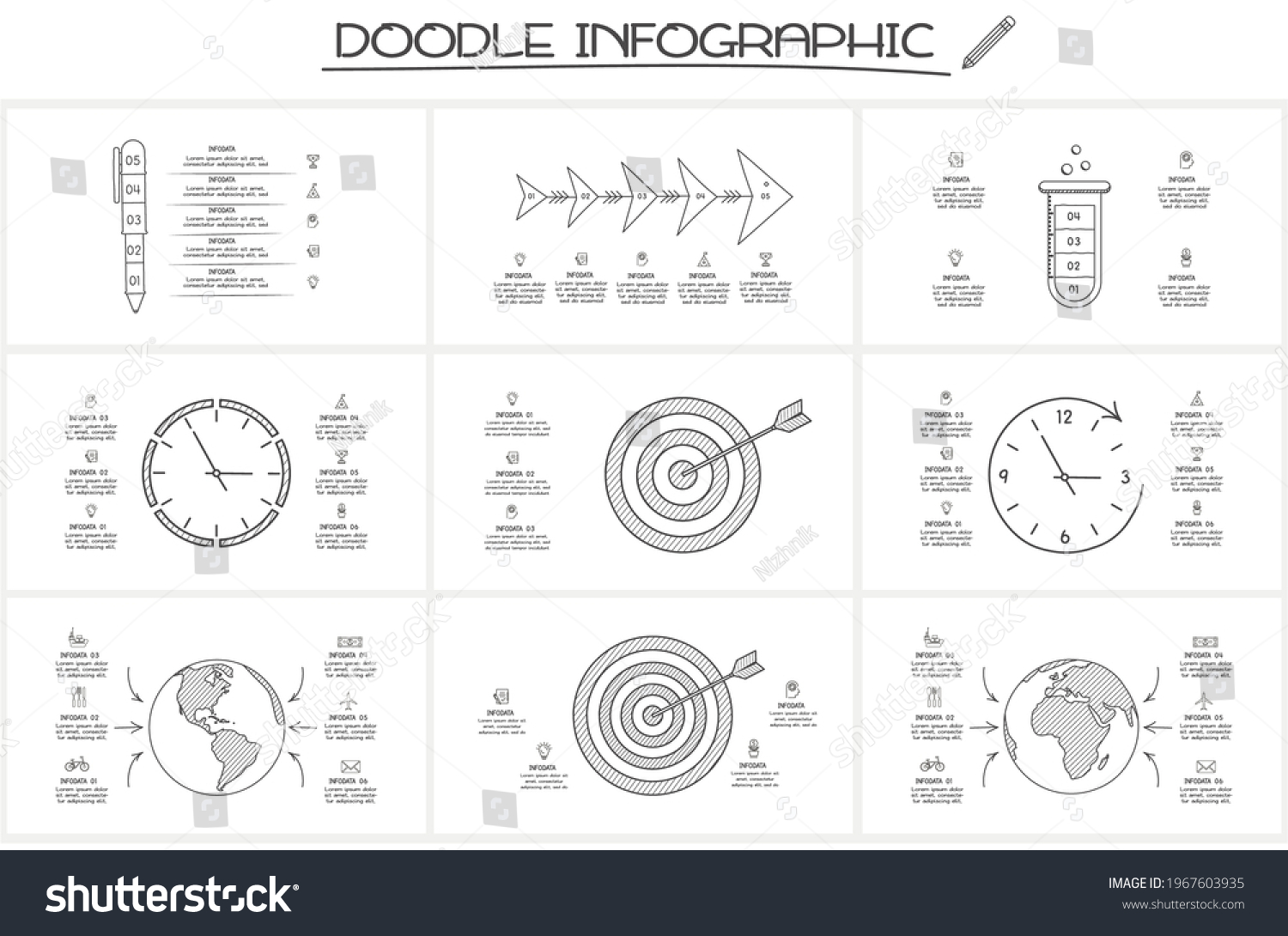 Set Doodle Infographic Elements 3 4 Stock Vector (Royalty Free ...