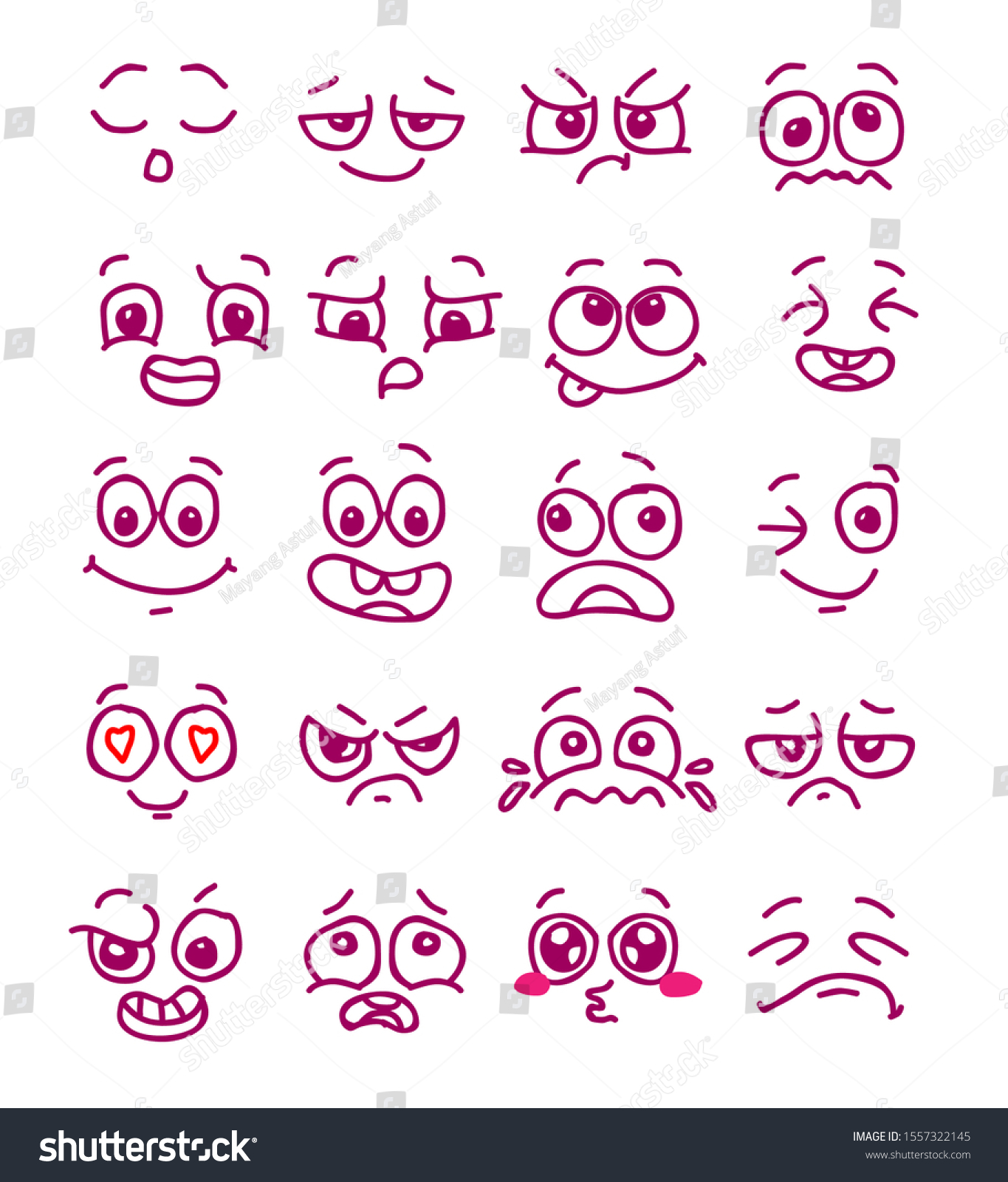 Set Emoticon Animation Face Stock Vector (Royalty Free) 1557322145 ...