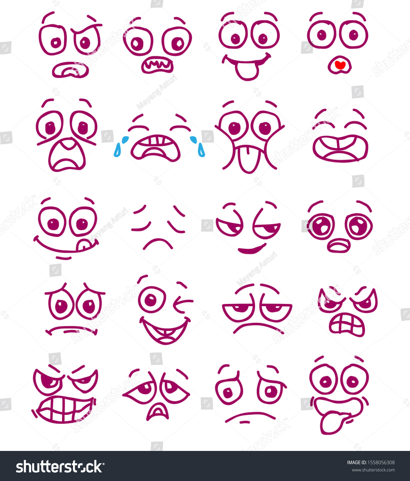 Set Emoticon Animation Face Stock Vector (Royalty Free) 1558056308
