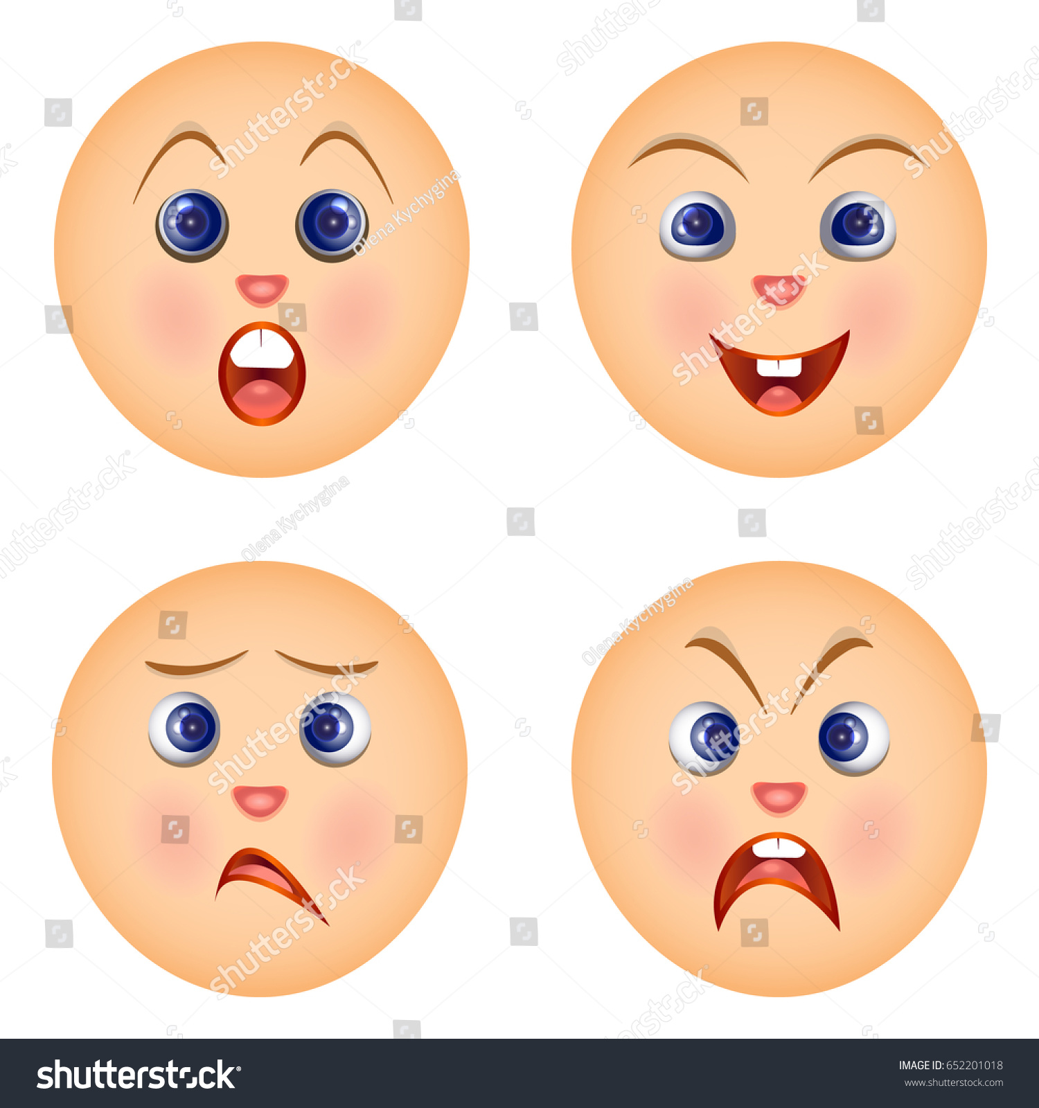 Set Emoticons Feeling Emotions Vector Emoticons Stock Vector (Royalty ...