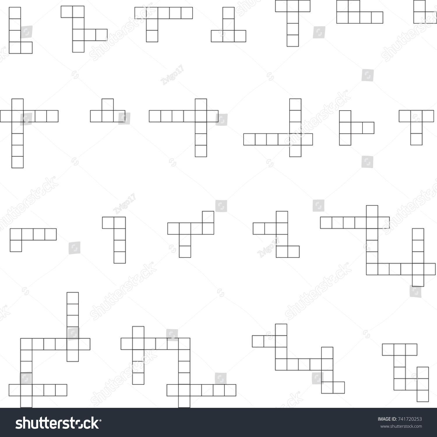 Set Empty Crossword On Transparent Background Stock Vector (Royalty ...