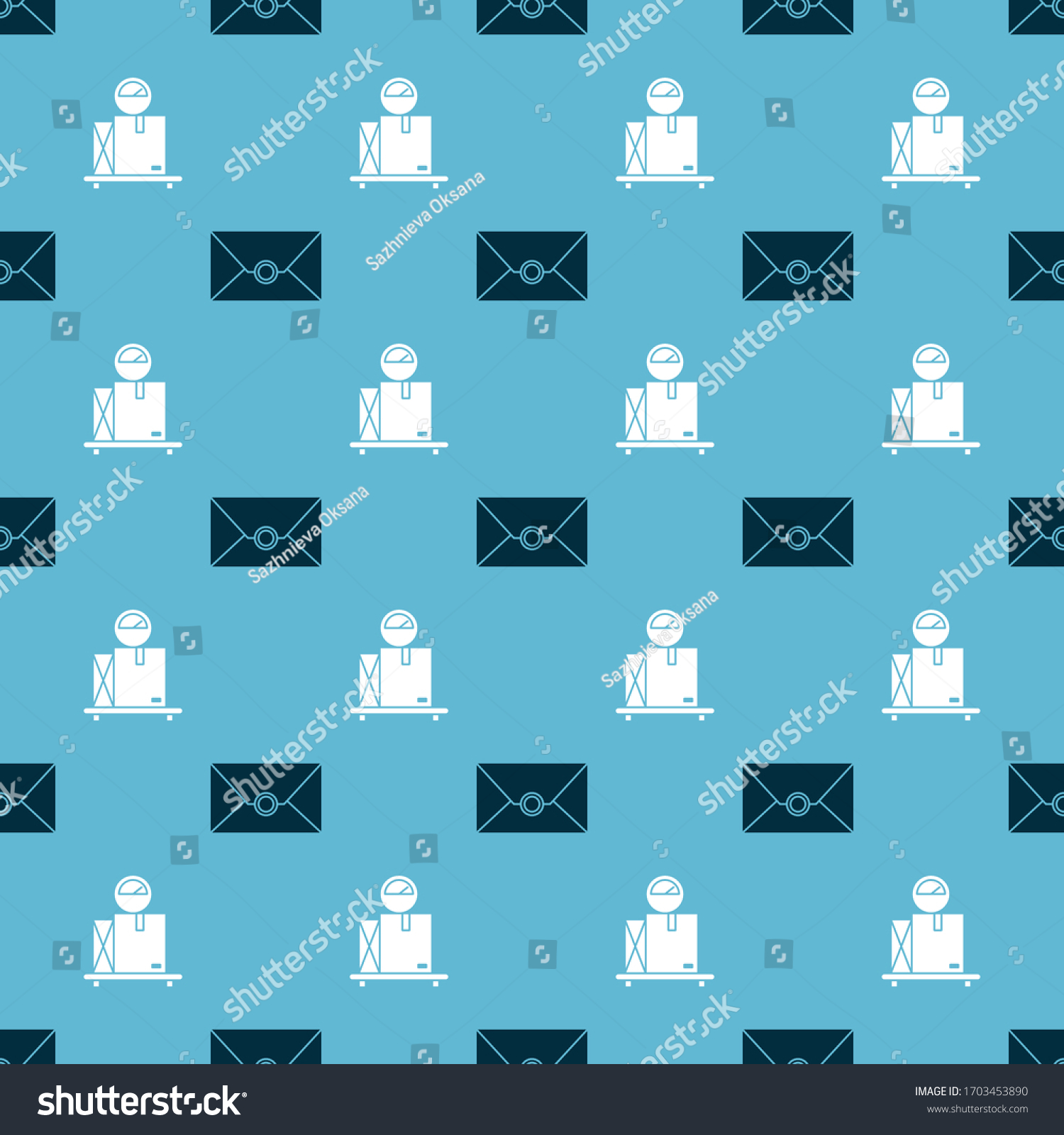 Set Envelope Scale Cardboard Box On Stock Vector (Royalty Free) 1703453890