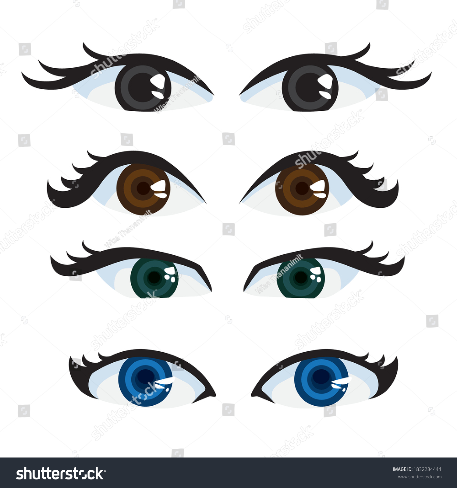 Set Eye Cartoon Vector Illustration Stock Vector (Royalty Free) 1832284444