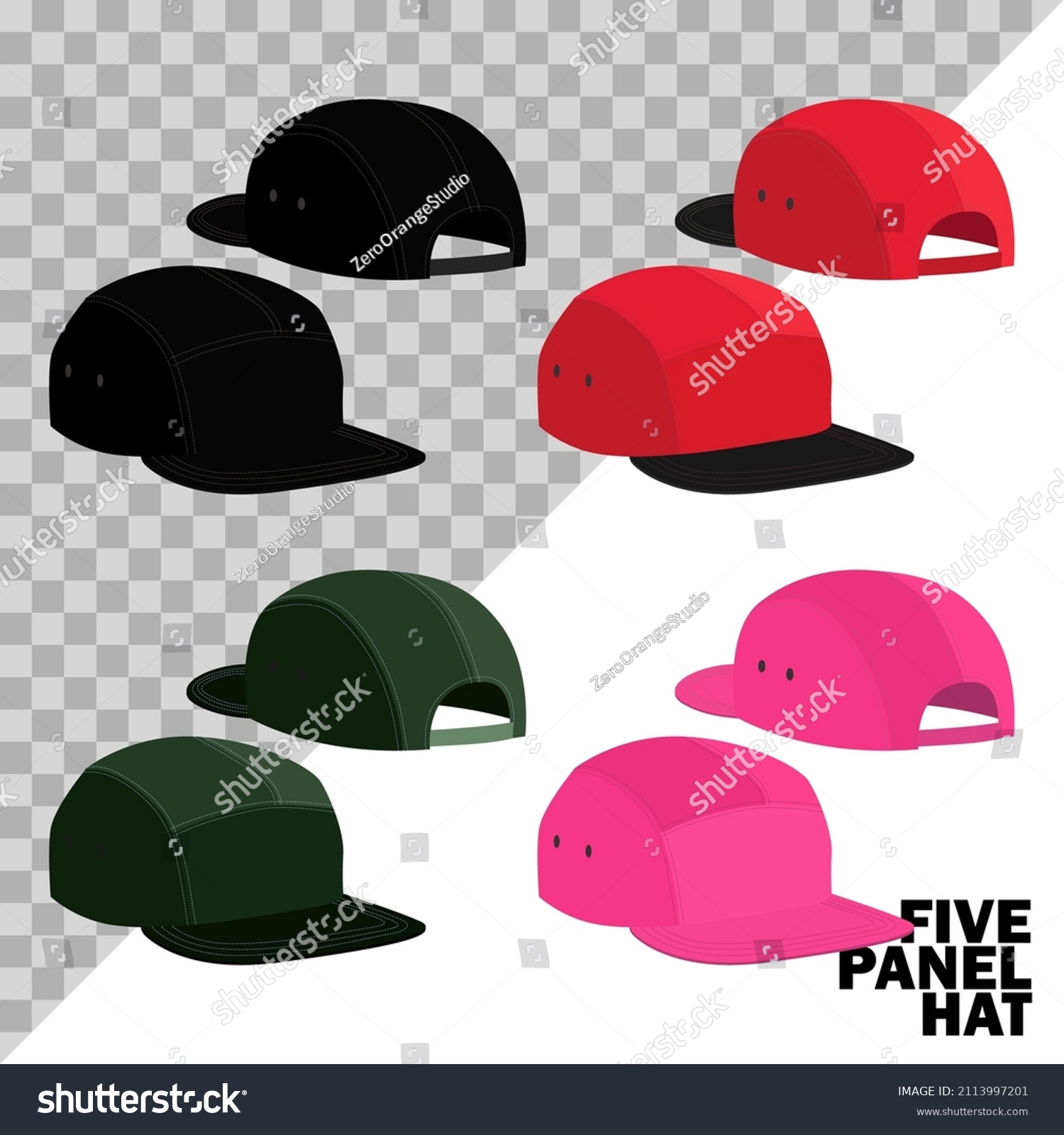 Set Five Panel Hat Isolated On Stock Vector (Royalty Free) 2113997201 ...