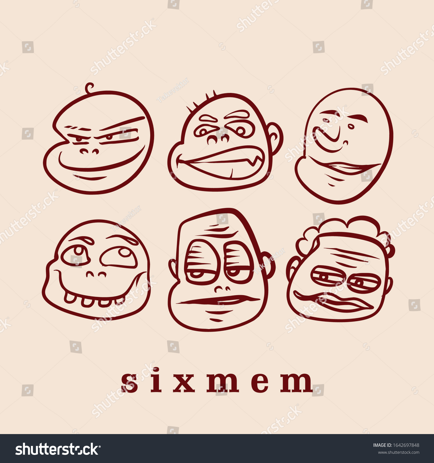 Set Funny Meme Weird Face Stock Vector (Royalty Free) 1642697848