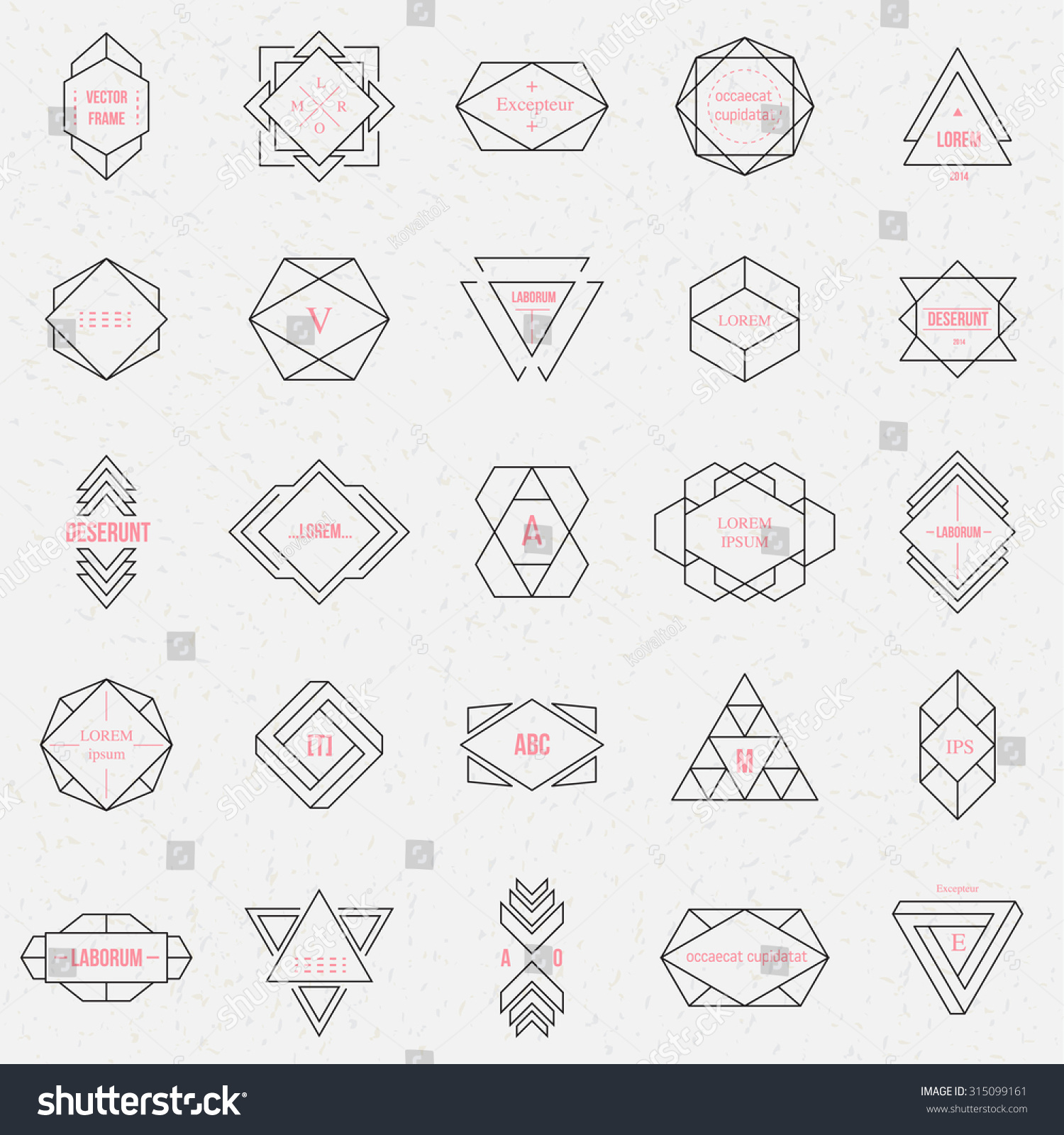Set Geometric Signs, Labels, And Frames. Triangles. Line Design ...
