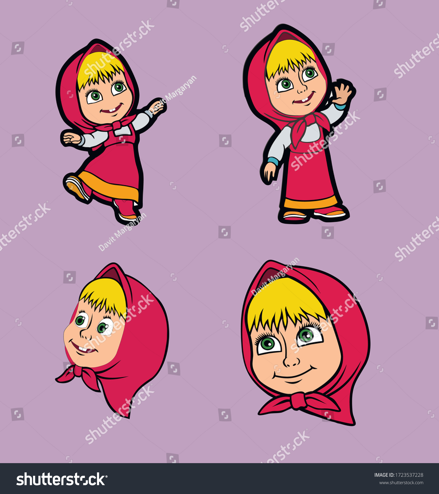 Set Girls Vector Cartoon Vector Stock Vector (Royalty Free) 1723537228 ...