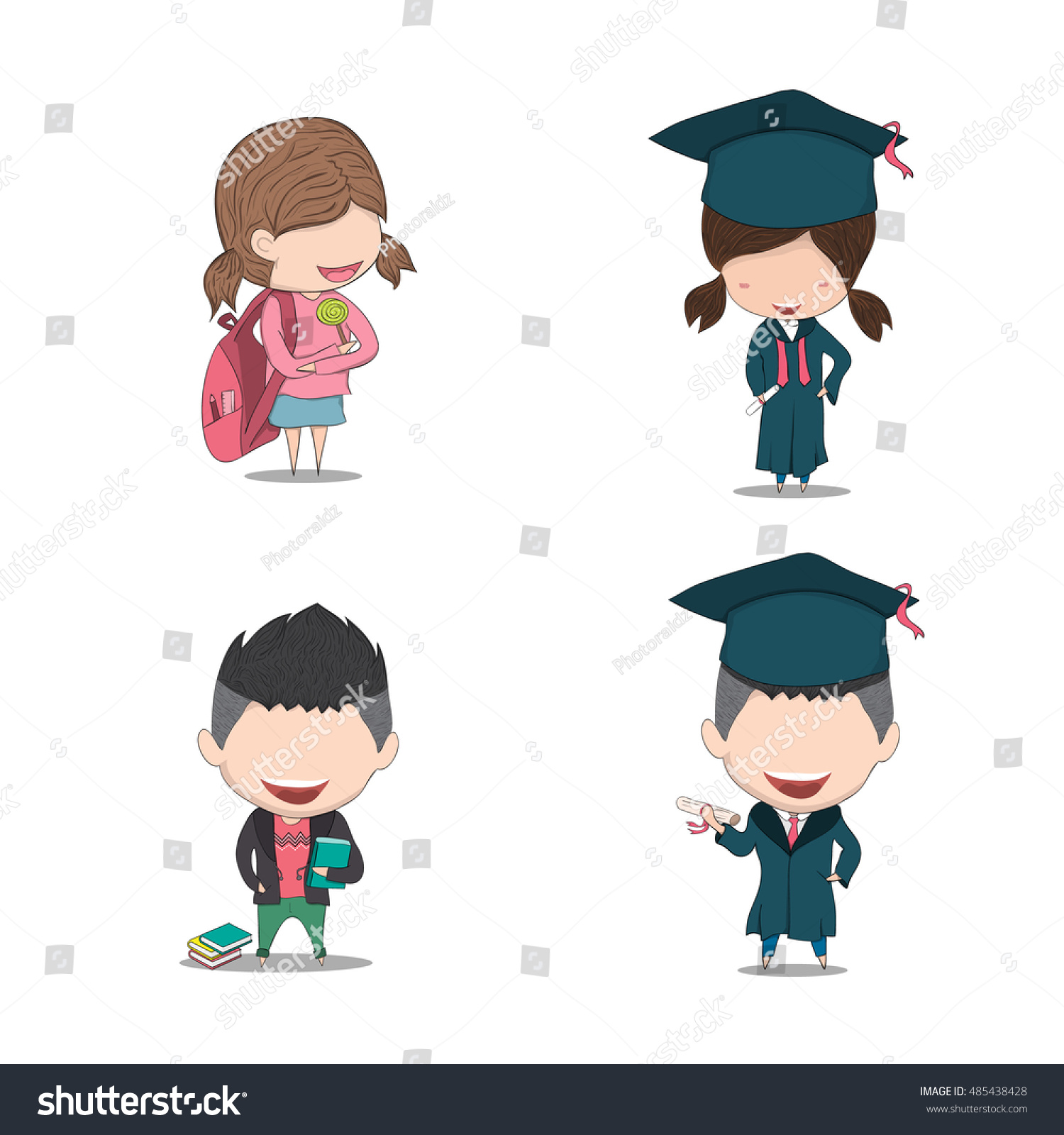 Set Graduated Pupils Drawing By Hand: เวกเตอร์สต็อก (ปลอดค่าลิขสิทธิ์ ...