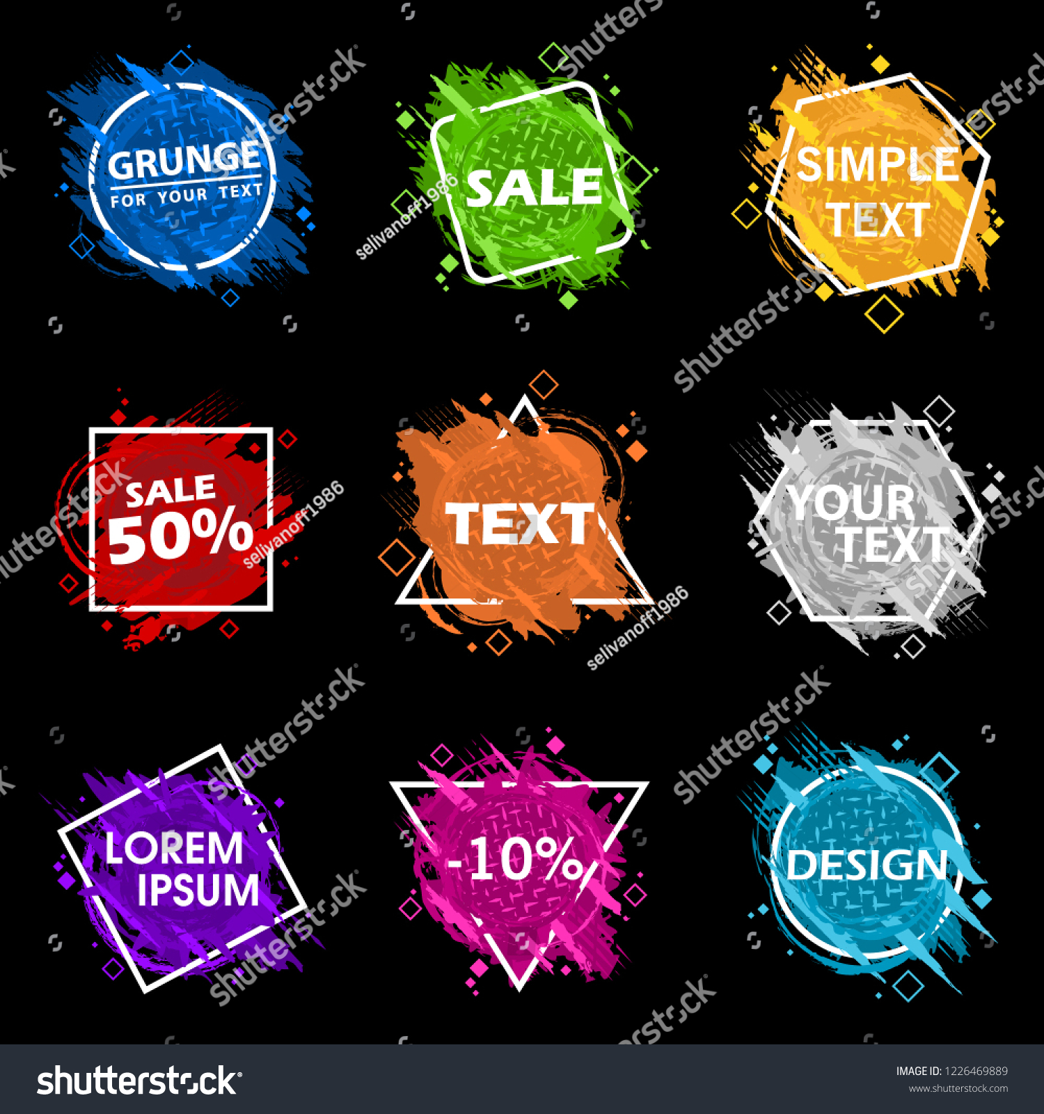 Set Grunge Splash Banners Vector Splatter Stock Vector (Royalty Free ...