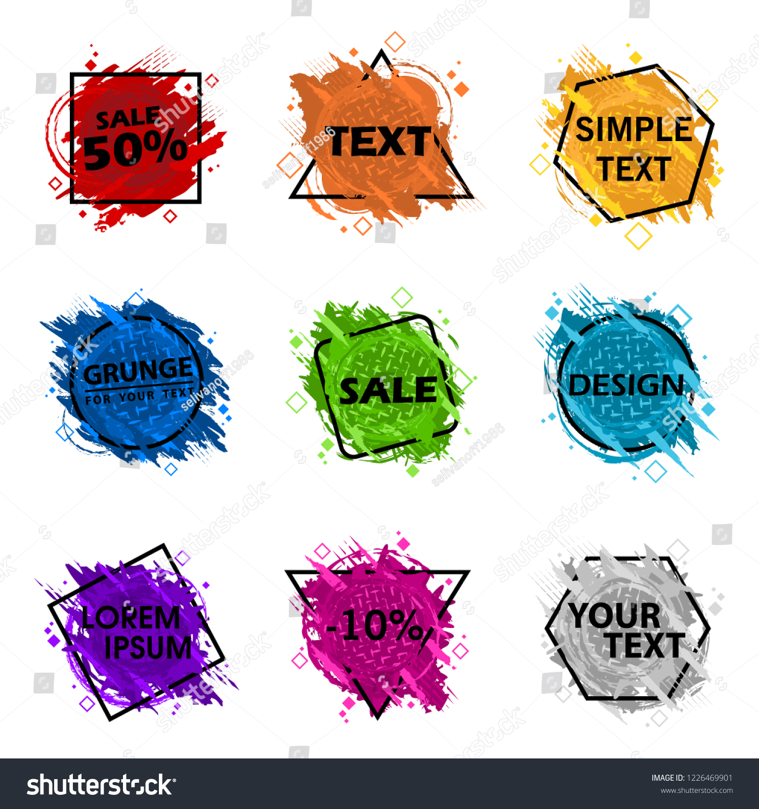 Set Grunge Splash Banners Vector Splatter Stock Vector (Royalty Free ...