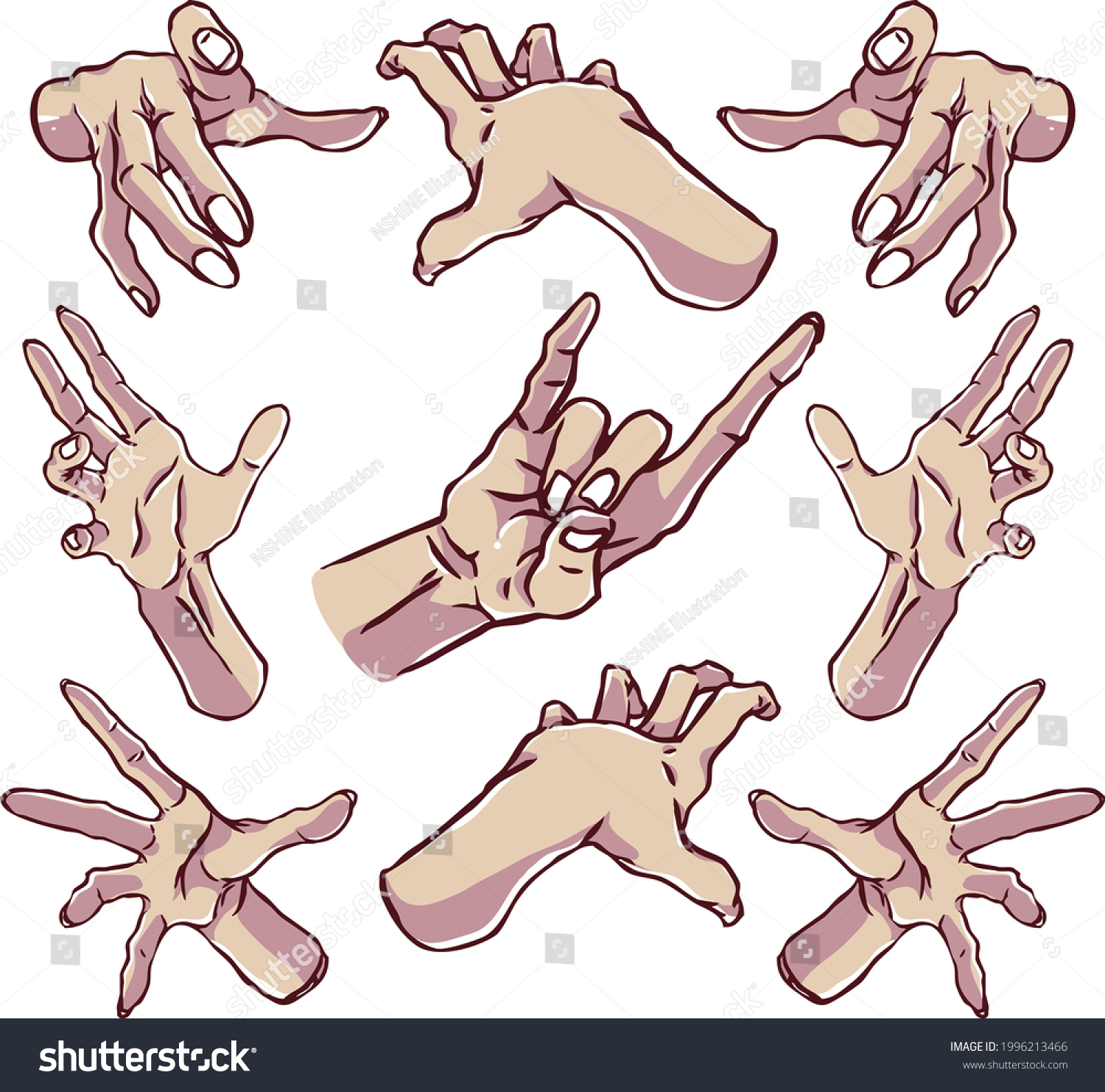 Set Hand Drawing Reference Anatomy Learning Stock Vector (Royalty Free ...