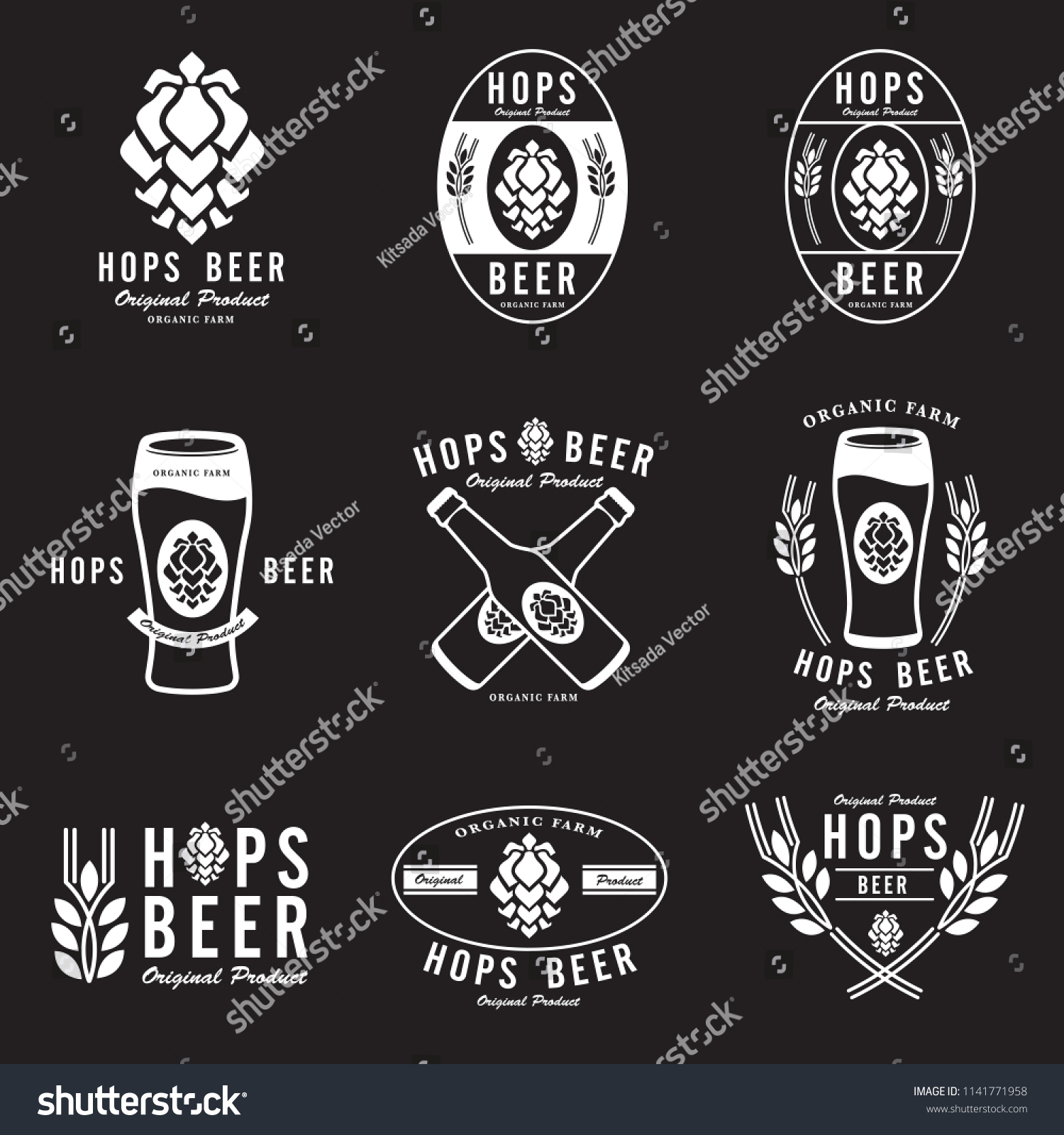 Set Hops Beer Logo Graphics Vector: vector de stock (libre de regalías ...