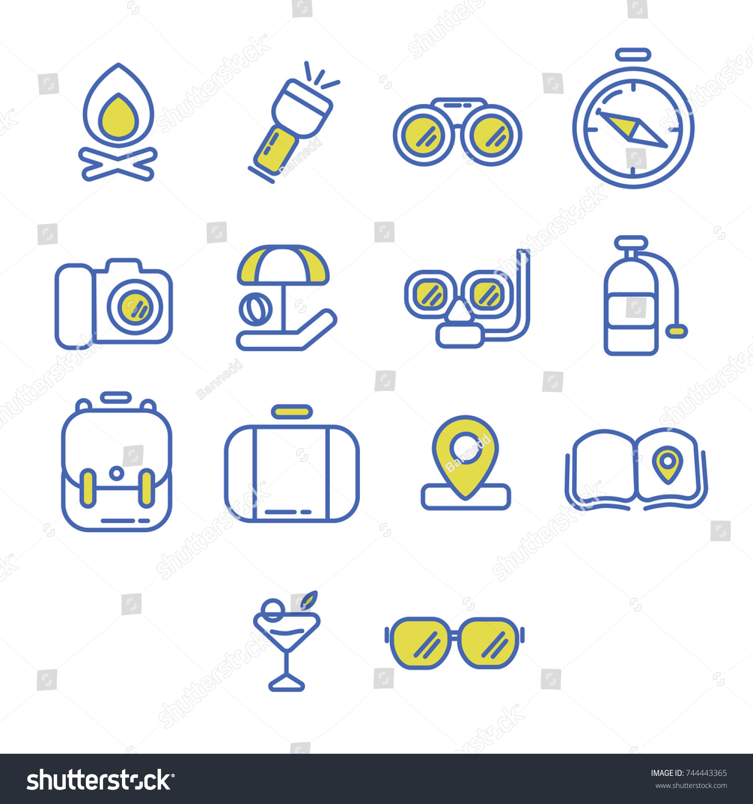 Set Icon Travel Activity Stock Vector (Royalty Free) 744443365 ...