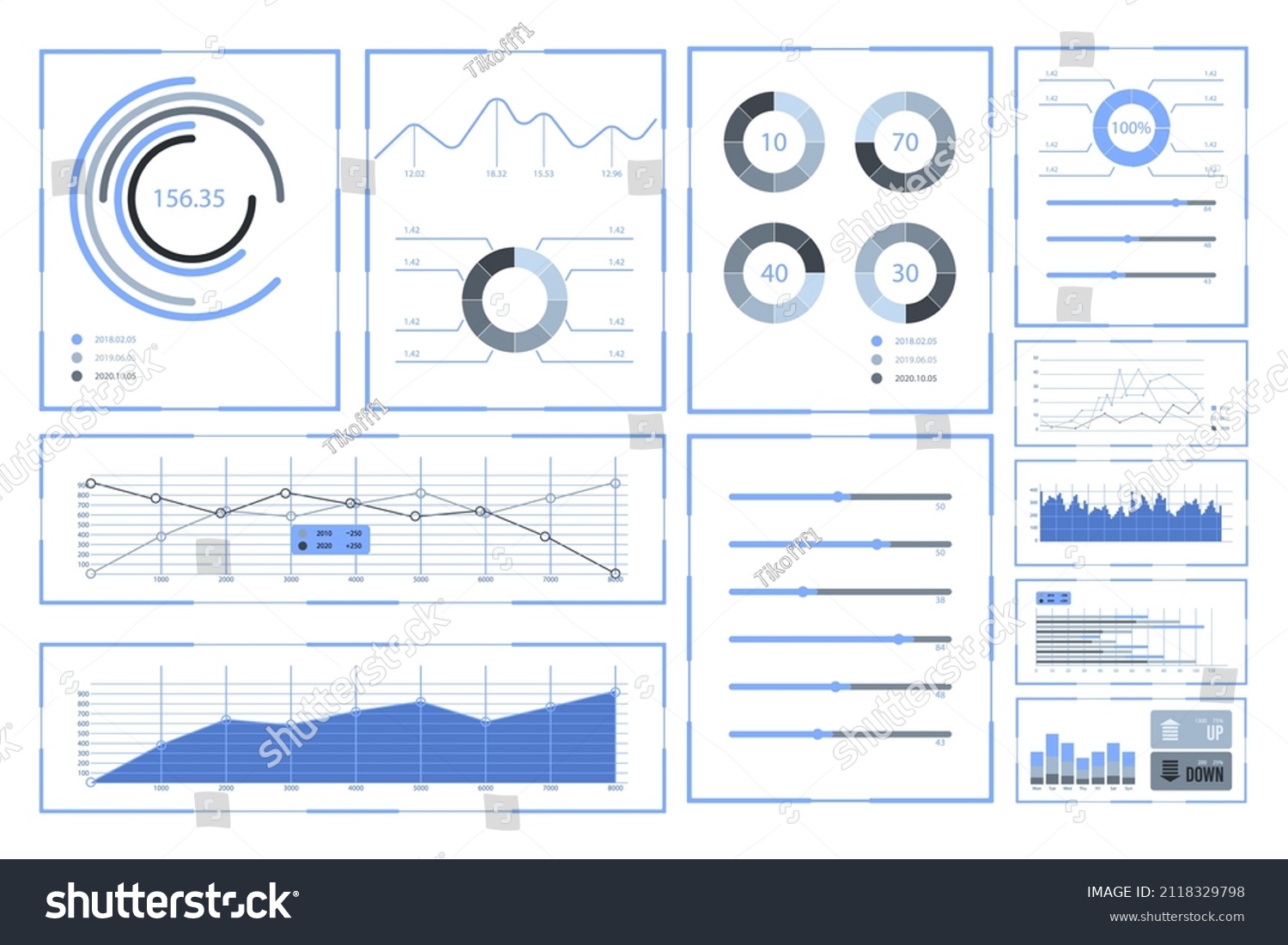 Set Infographic Chart Screen Isolated White Stock Vector (Royalty Free ...