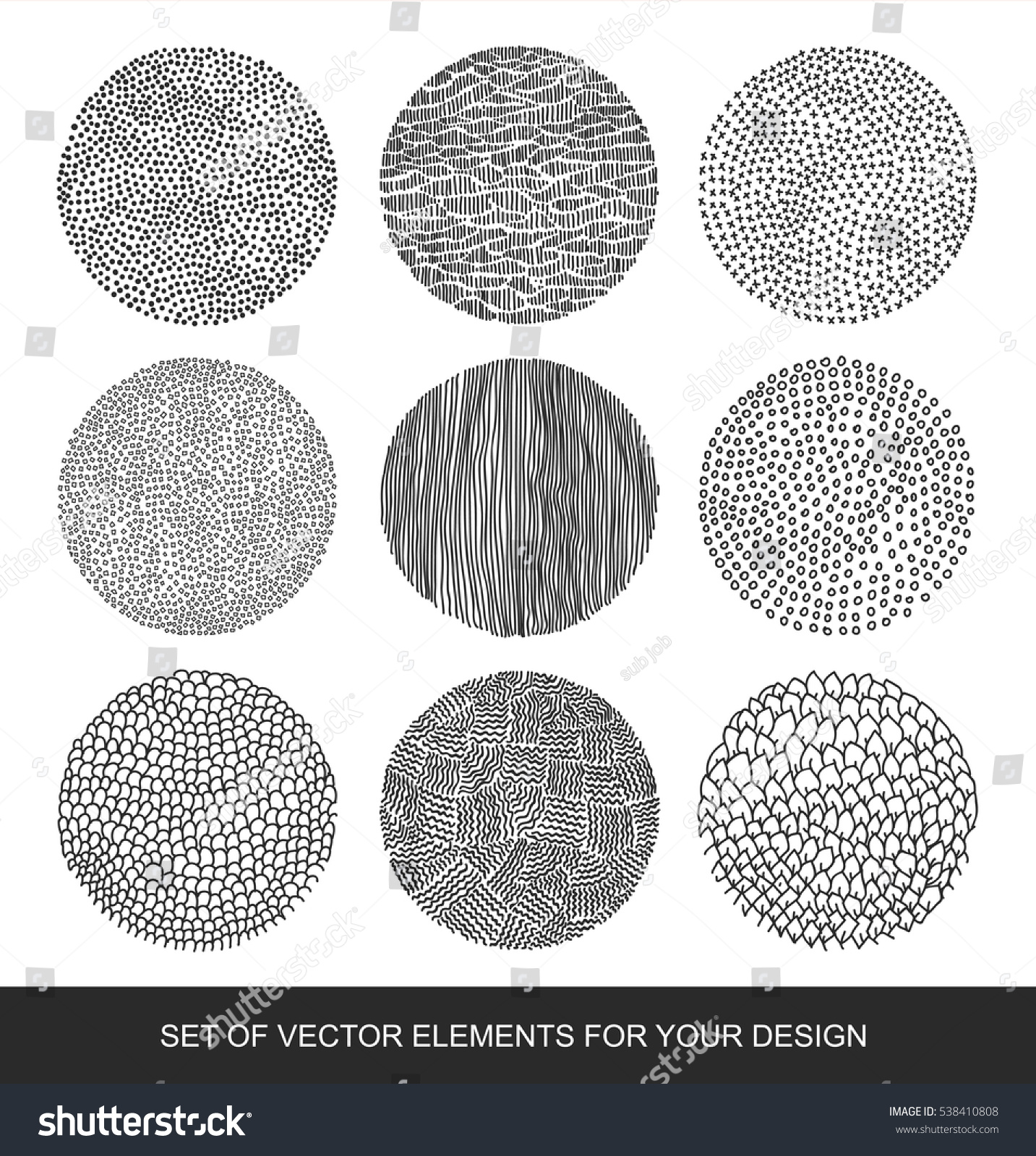 Set Isolated Textures Brushes Graphics Design Stock Vector (Royalty ...