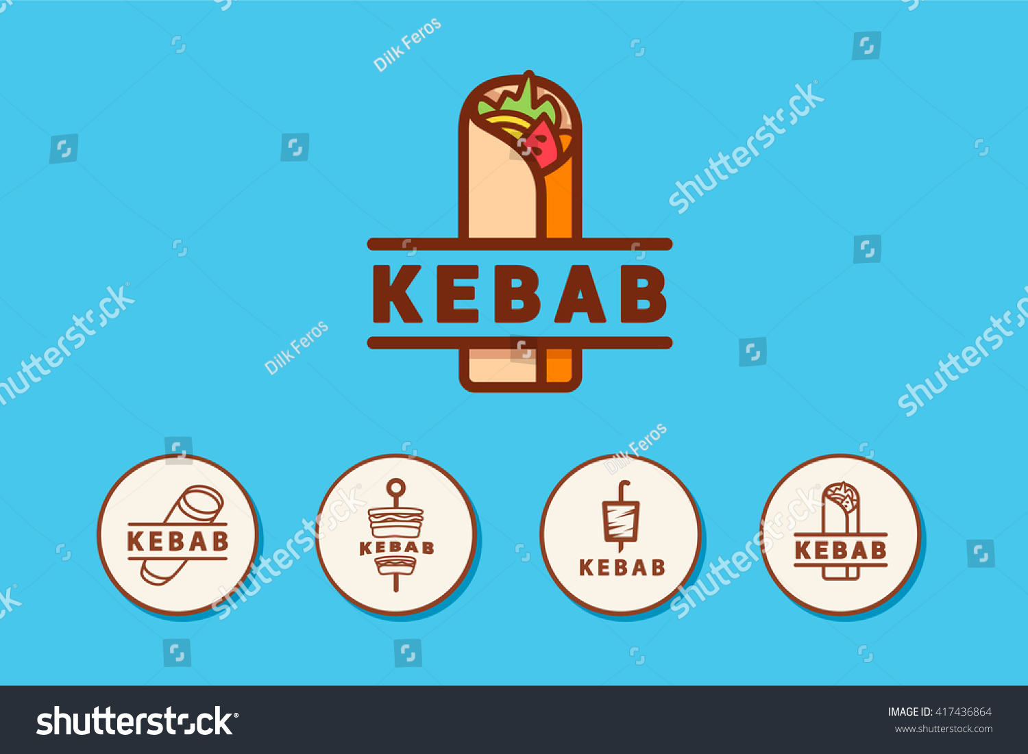 Set Kebab Logos Icon Flat Vector Stock Vector (Royalty Free) 417436864 ...