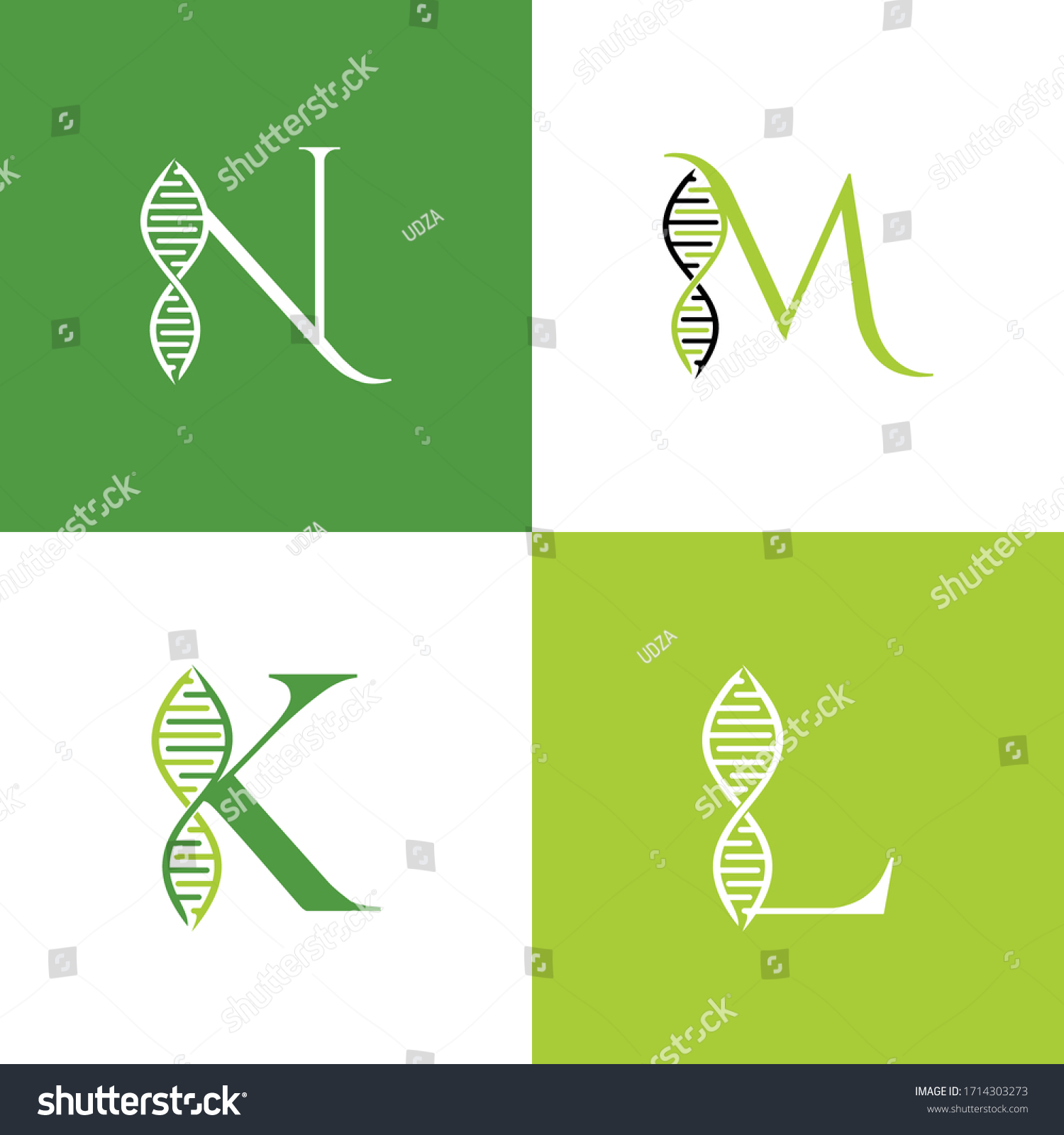 Set Letter Dna Logo Design Vector Stock Vector (Royalty Free) 1714303273
