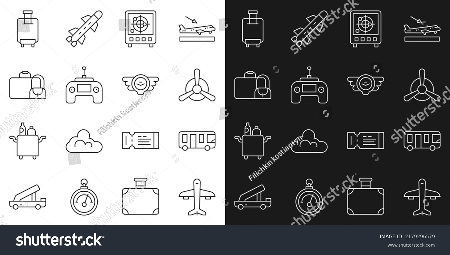 Set Line Plane Airport Bus Propeller Stock Vector (Royalty Free ... Set Line Plane Airport Bus Propeller Stock Vector (Royalty Free ...