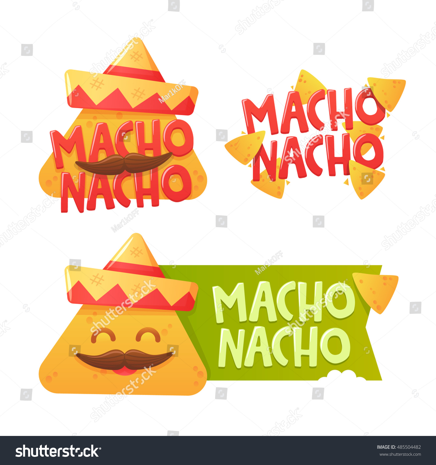 Set Logo Label Chips Nachos Stock Vector (Royalty Free) 485504482
