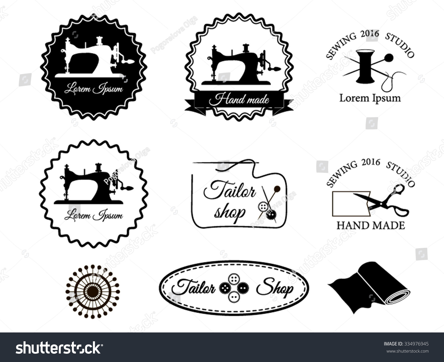 Set Logos Sewing Workshops Vector Illustration Stock Vector (Royalty ...