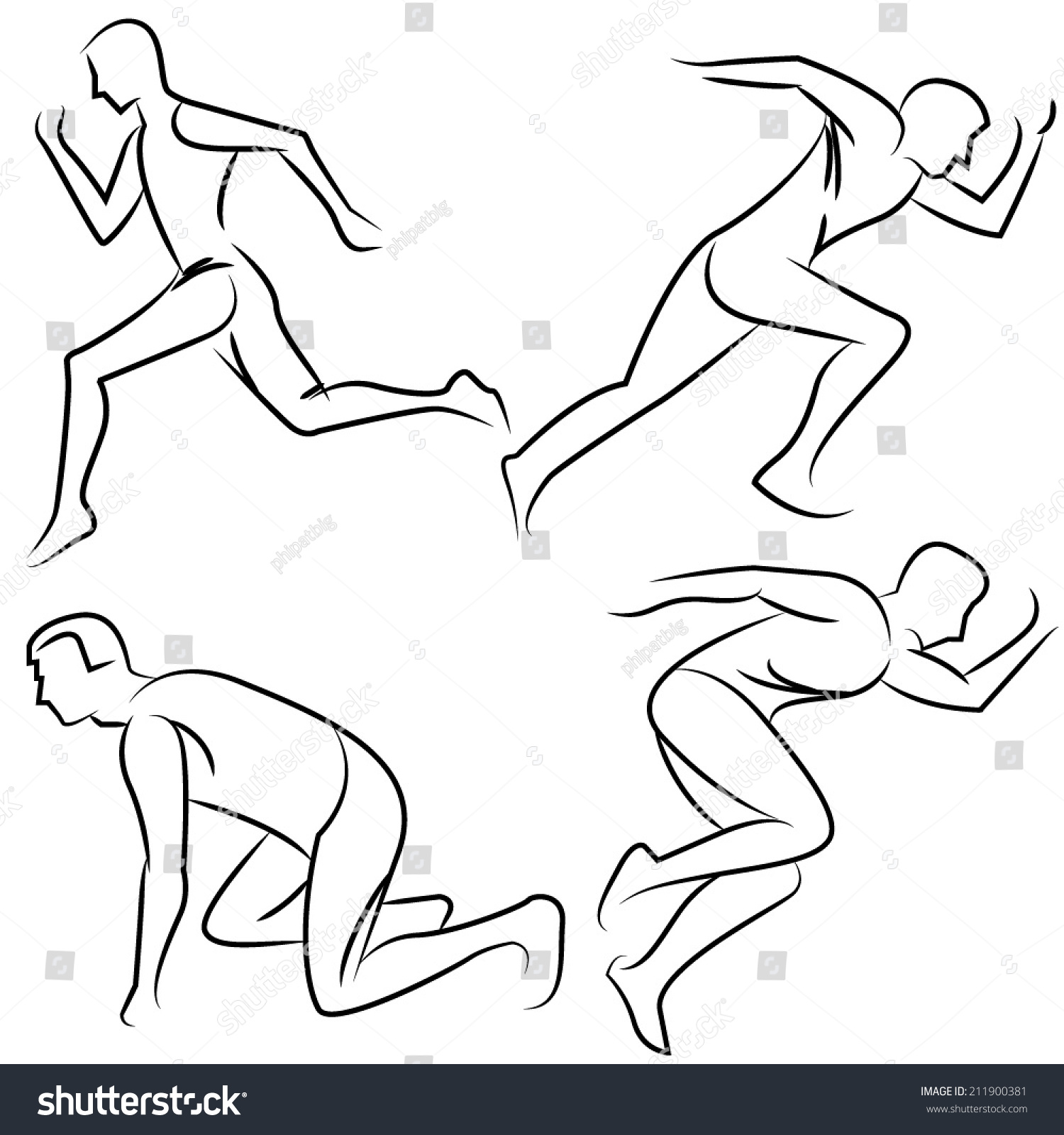 Set Man Running Sketch Line Theme Stock Vector (Royalty Free) 211900381
