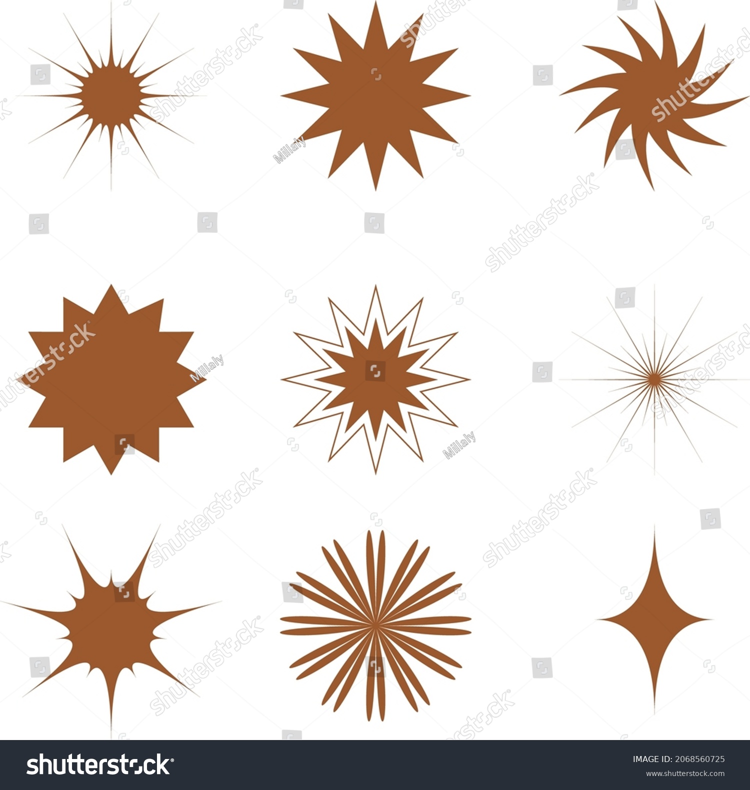 Set Multi Pointed Sparkle Vector Stars Stock Vector (Royalty Free ...