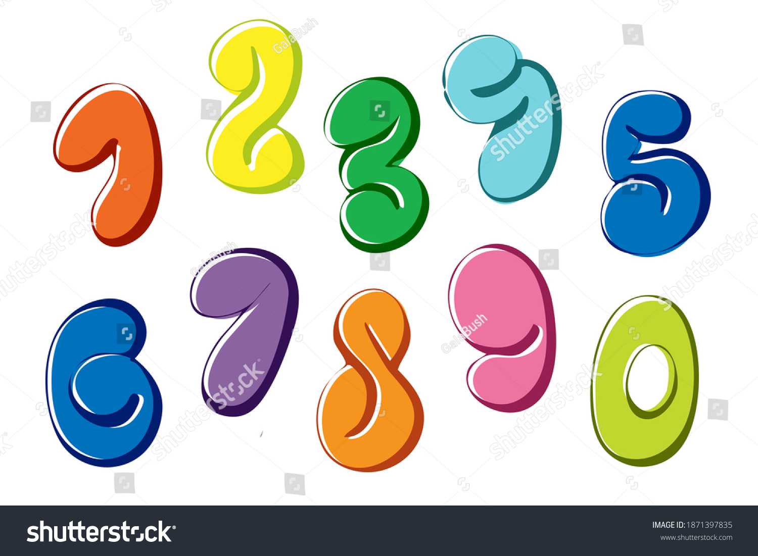 Set Numbers Colored Shape Contour Stock Vector (Royalty Free ...