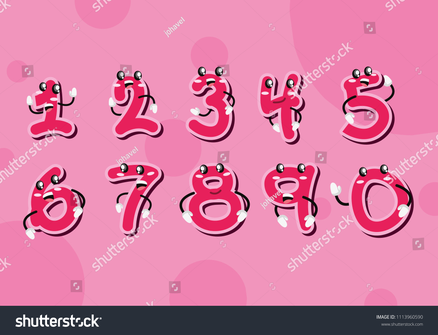 Set Numbers Kawaii Comic Characters Stock Vector (Royalty Free) 1113960590