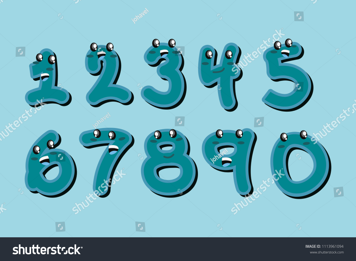 Set Numbers Kawaii Comic Characters Stock Vector (Royalty Free ...