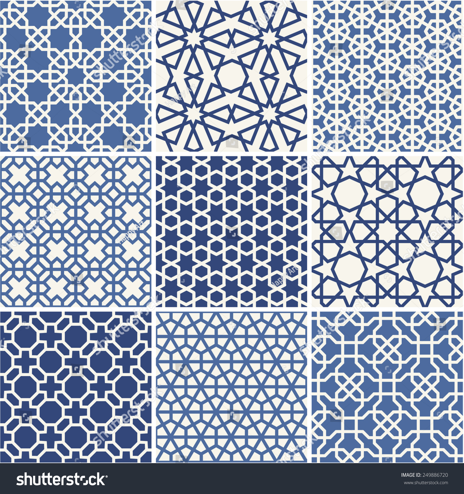 Set Of Arabic Seamless Patterns, Vector - 249886720 : Shutterstock