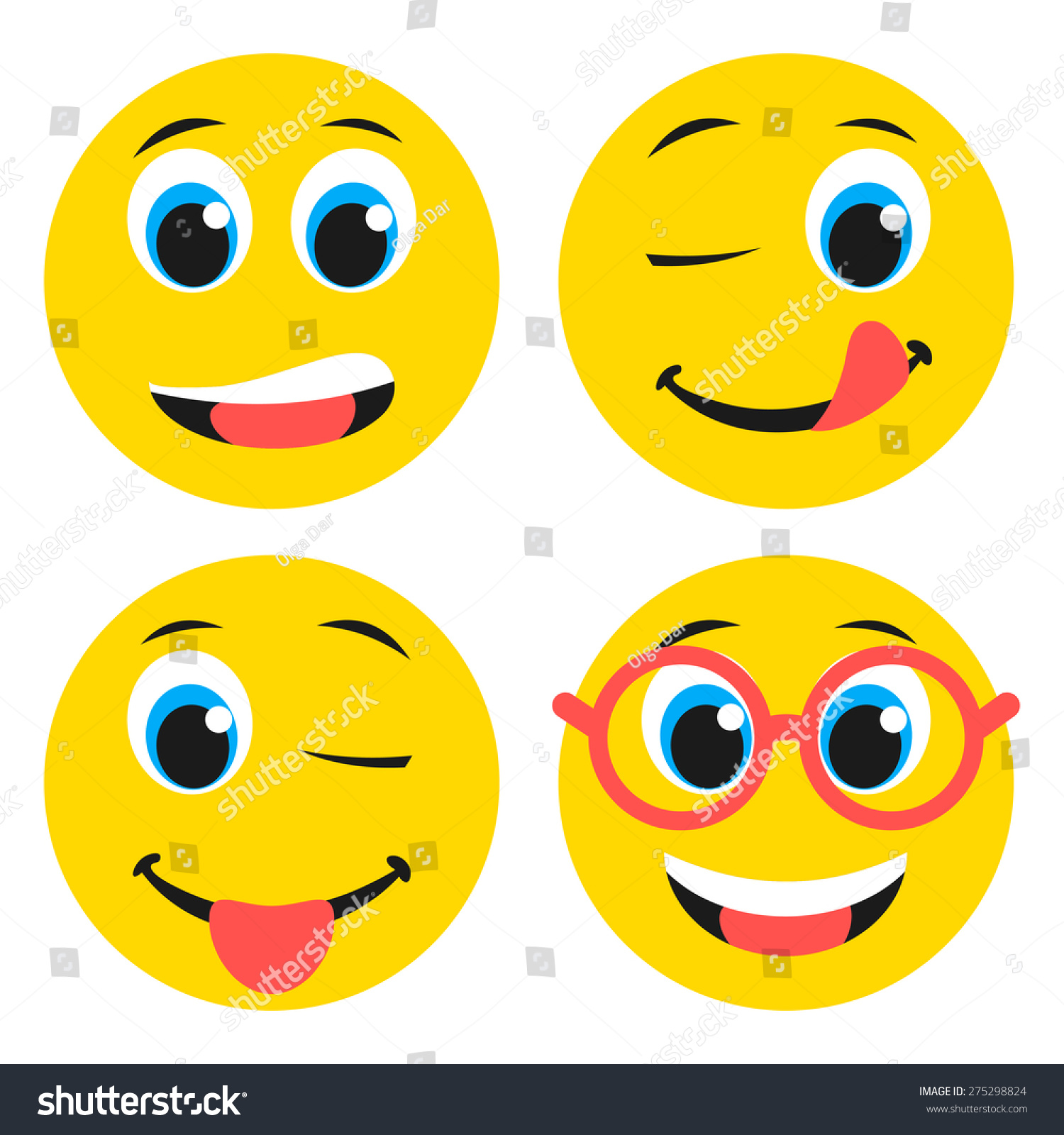 Set Basic Boy Emoticons Flat Design: vector de stock (libre de regalías ...