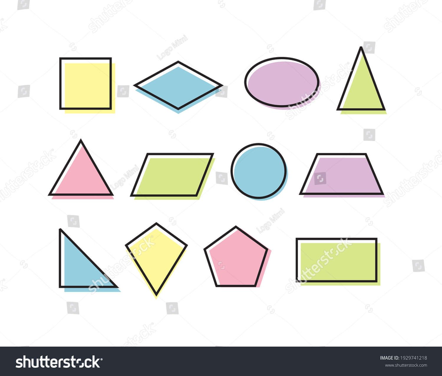 Set Basic Shapes Flat Style Geometry 库存矢量图（免版税）1929741218 | Shutterstock