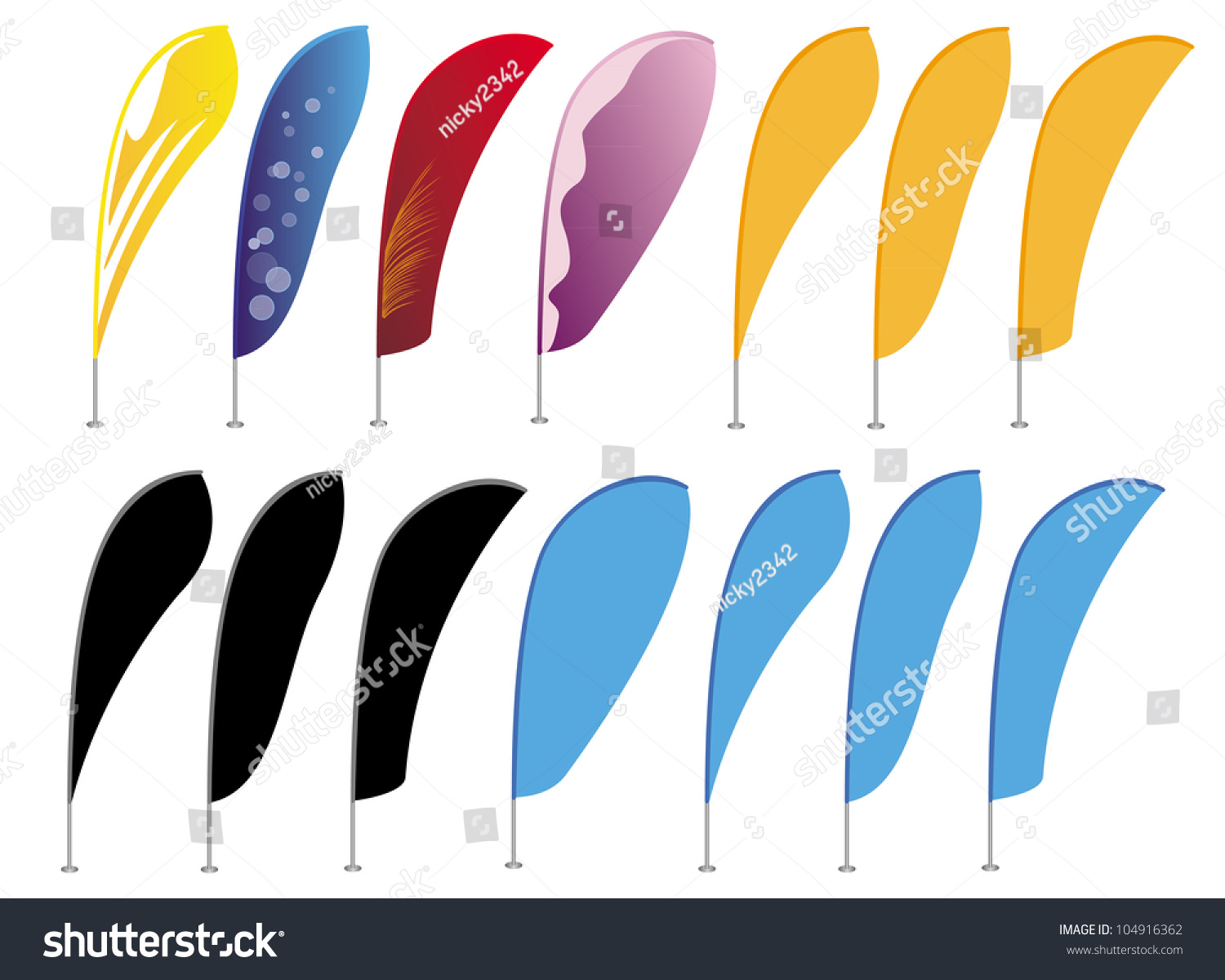 Set Beach Flags Stock Vector (Royalty Free) 104916362